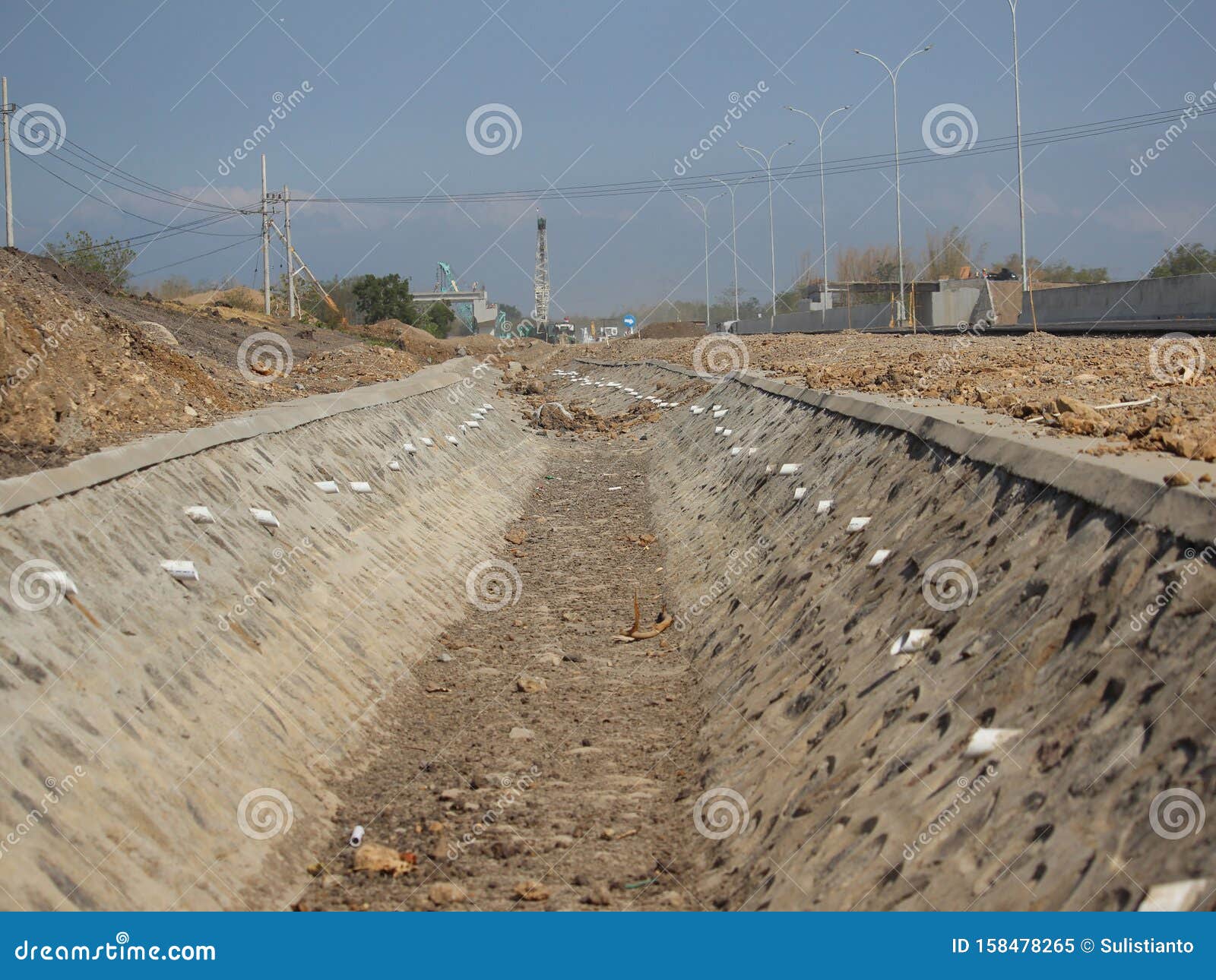 Irrigation Structure of Rice Fields beside the Road Stock Image - Image ...