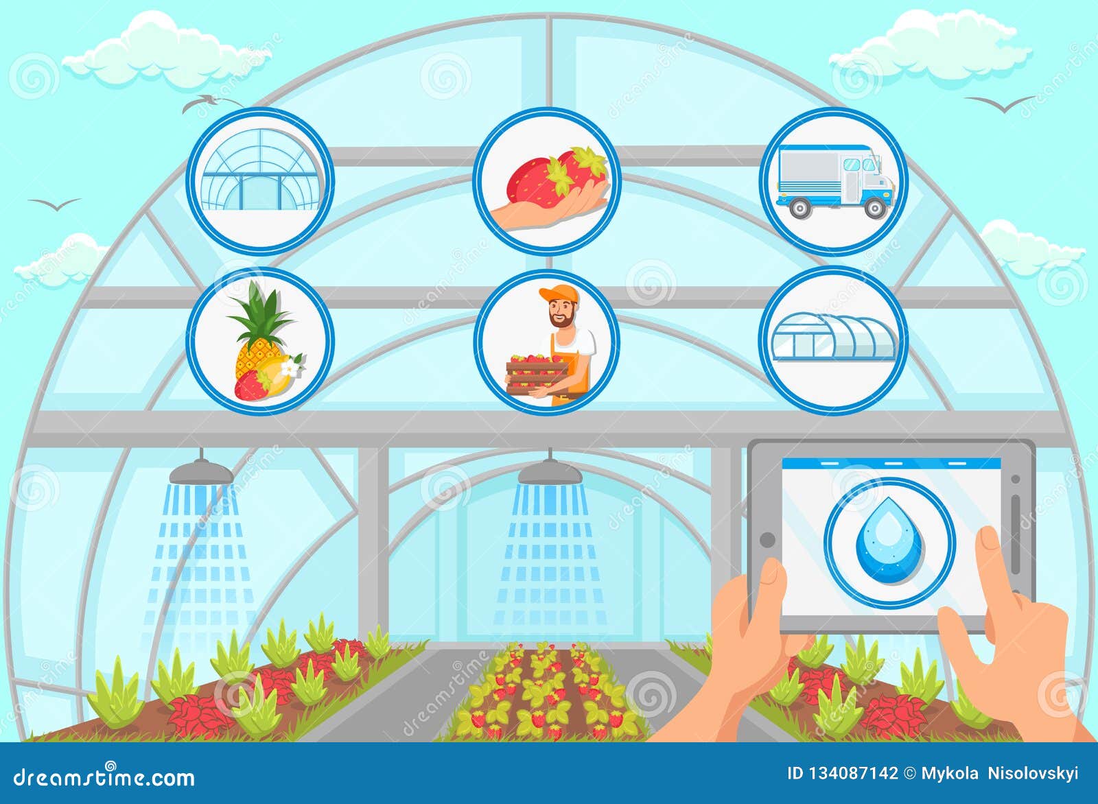 Irrigation System Concept. Vector Illustration. Stock Vector ... Irrigation System Concept. Vector Illustration. Stock Vector ...