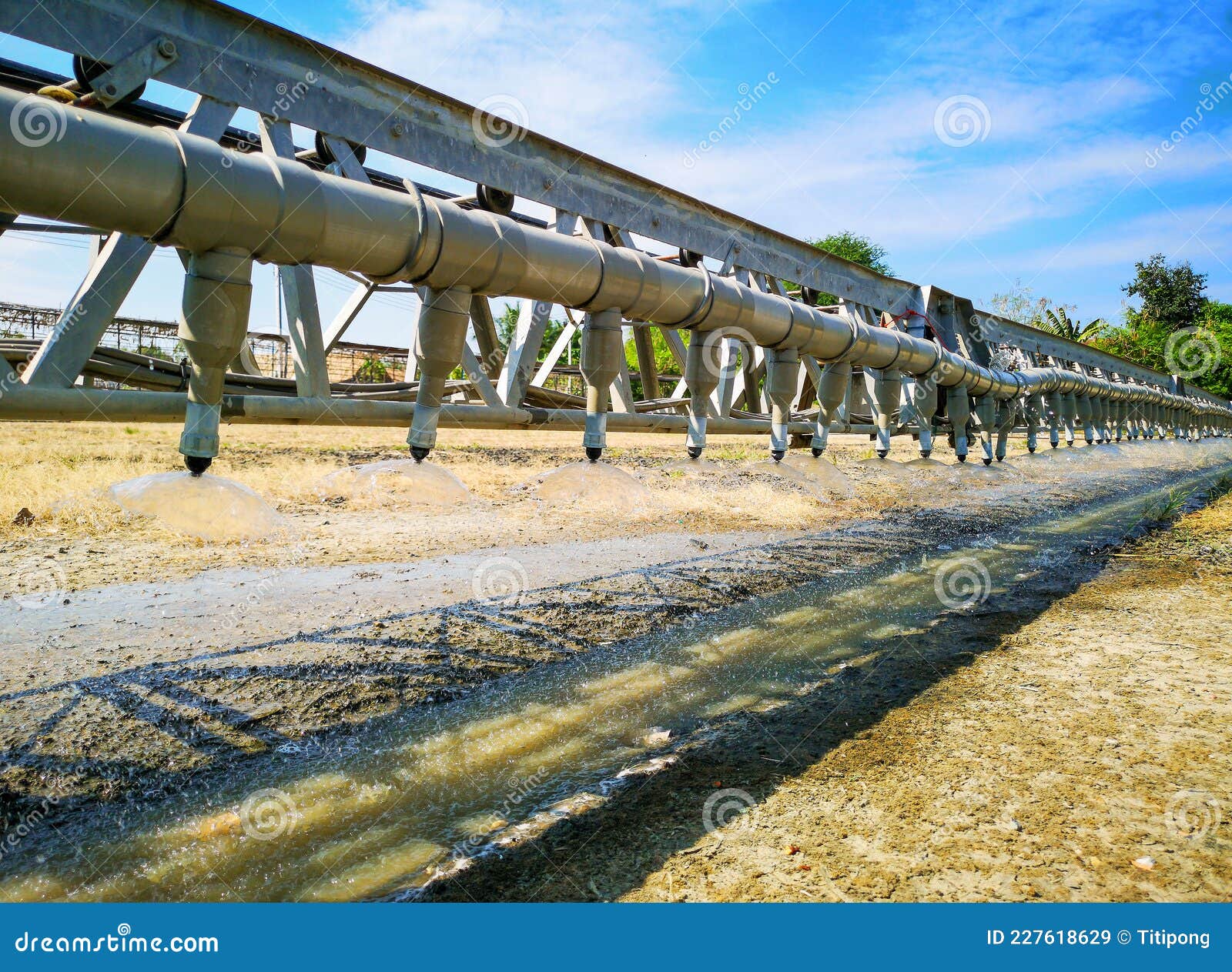 Irrigation System in a Farming Field with Stock Image - Image of ...