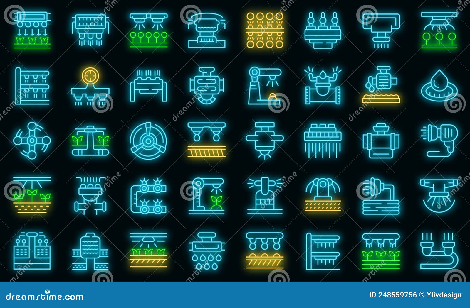 Irrigation System Icons Set Outline Vector. Agriculture Farming Vector ... Irrigation System Icons Set Outline Vector. Agriculture Farming Vector ...