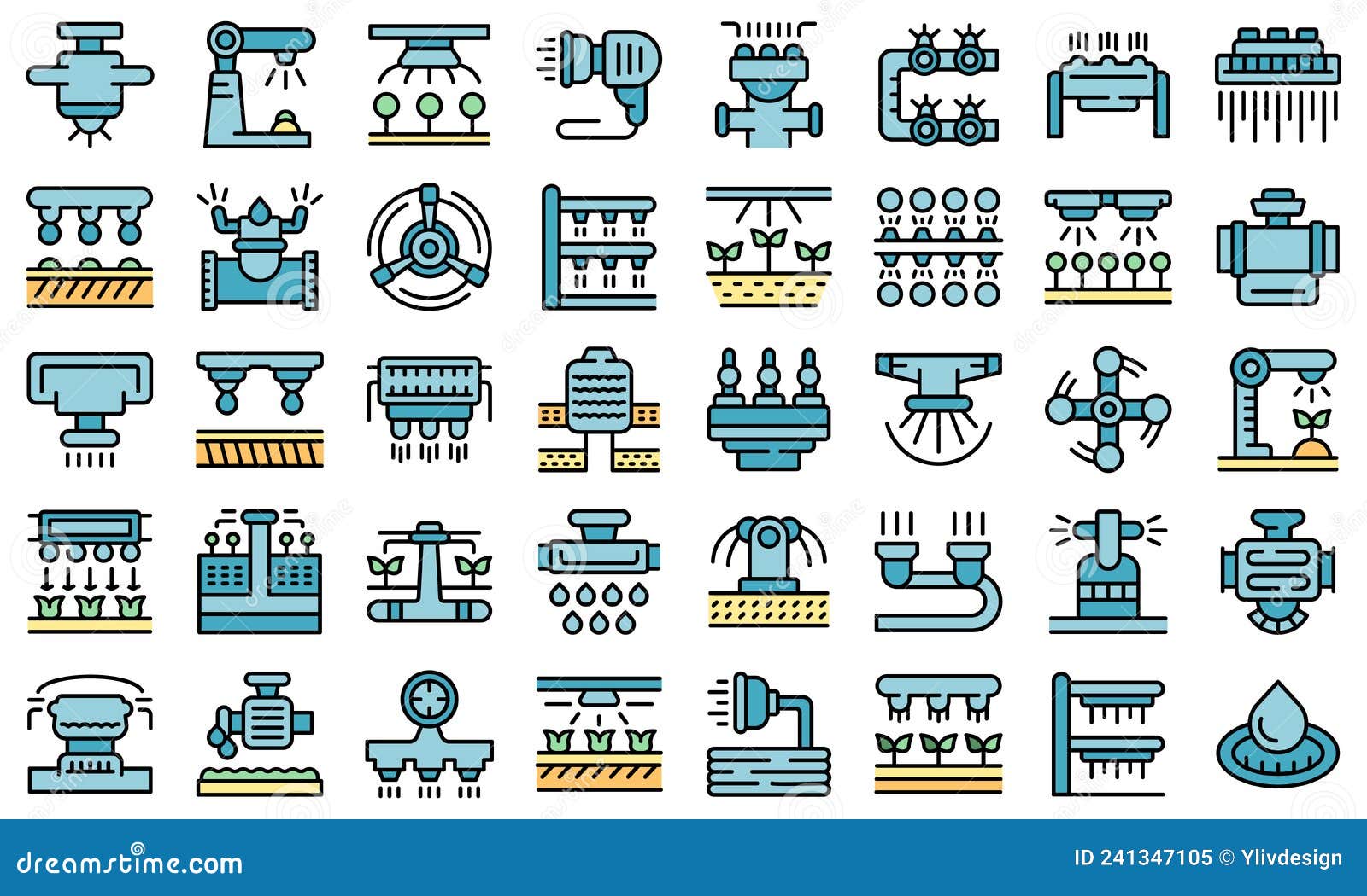 Irrigation System Icons Set Vector Flat Stock Vector - Illustration of ...