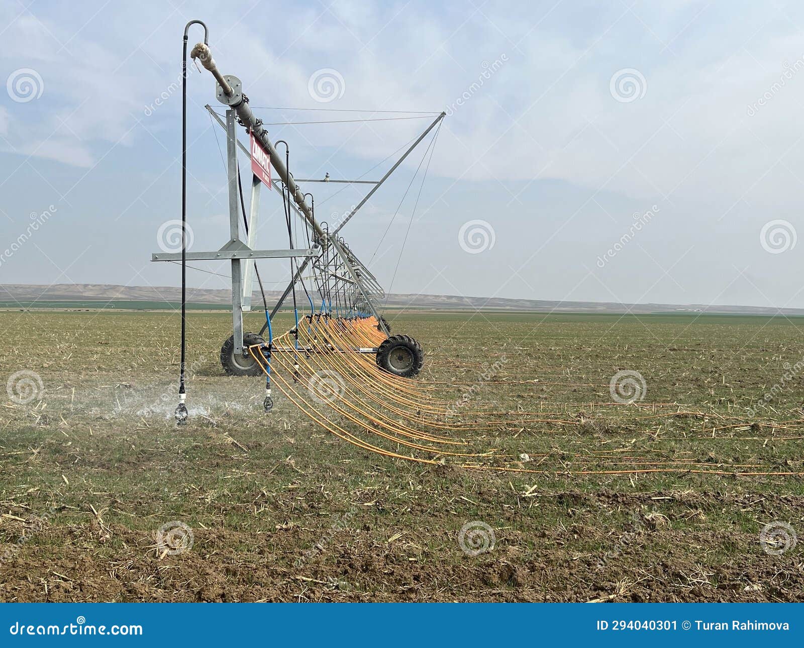 Irrigation System Watering the Field with a High Pressure Water Jet ...