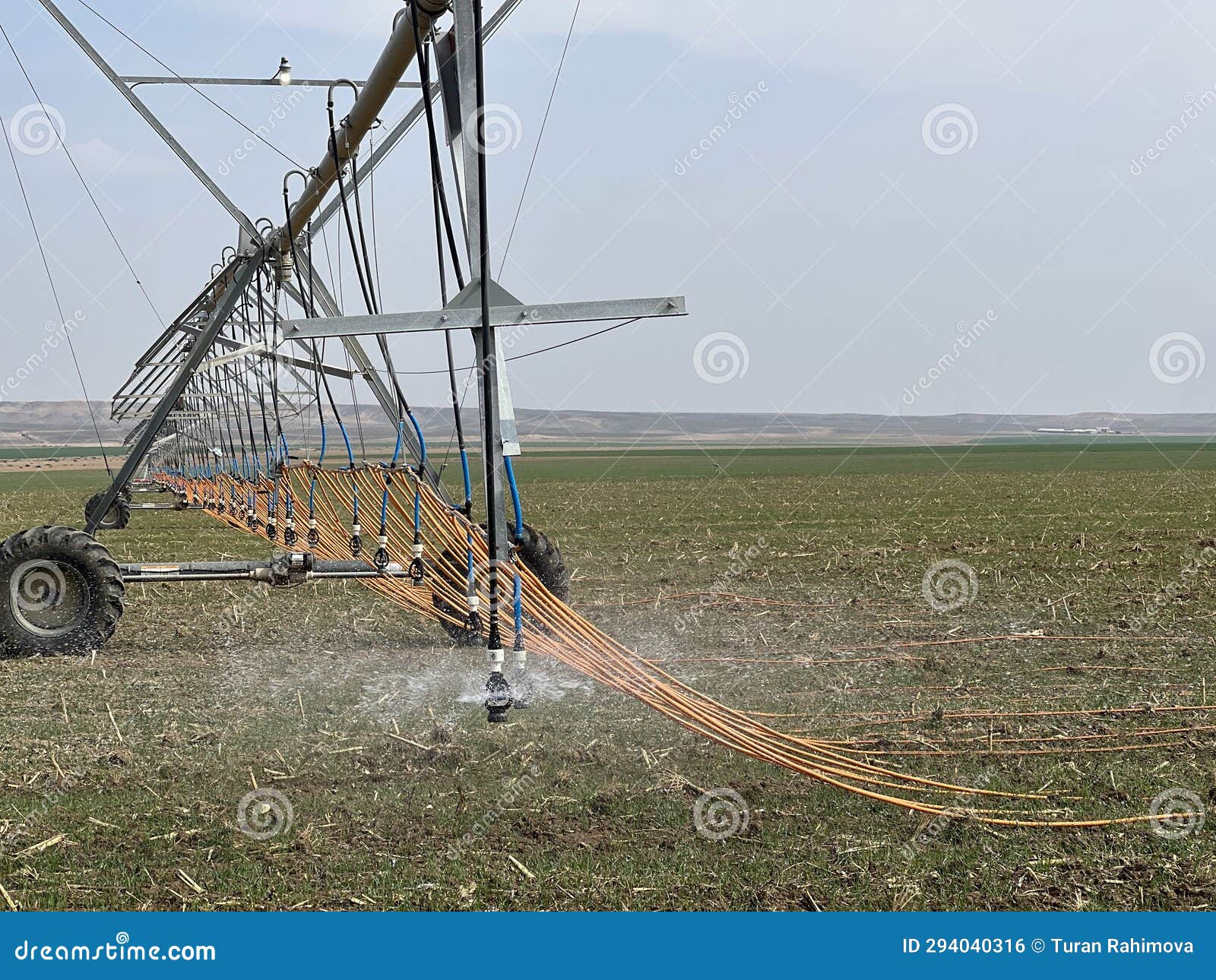 Irrigation System Watering the Field with a High Pressure Water Jet ...