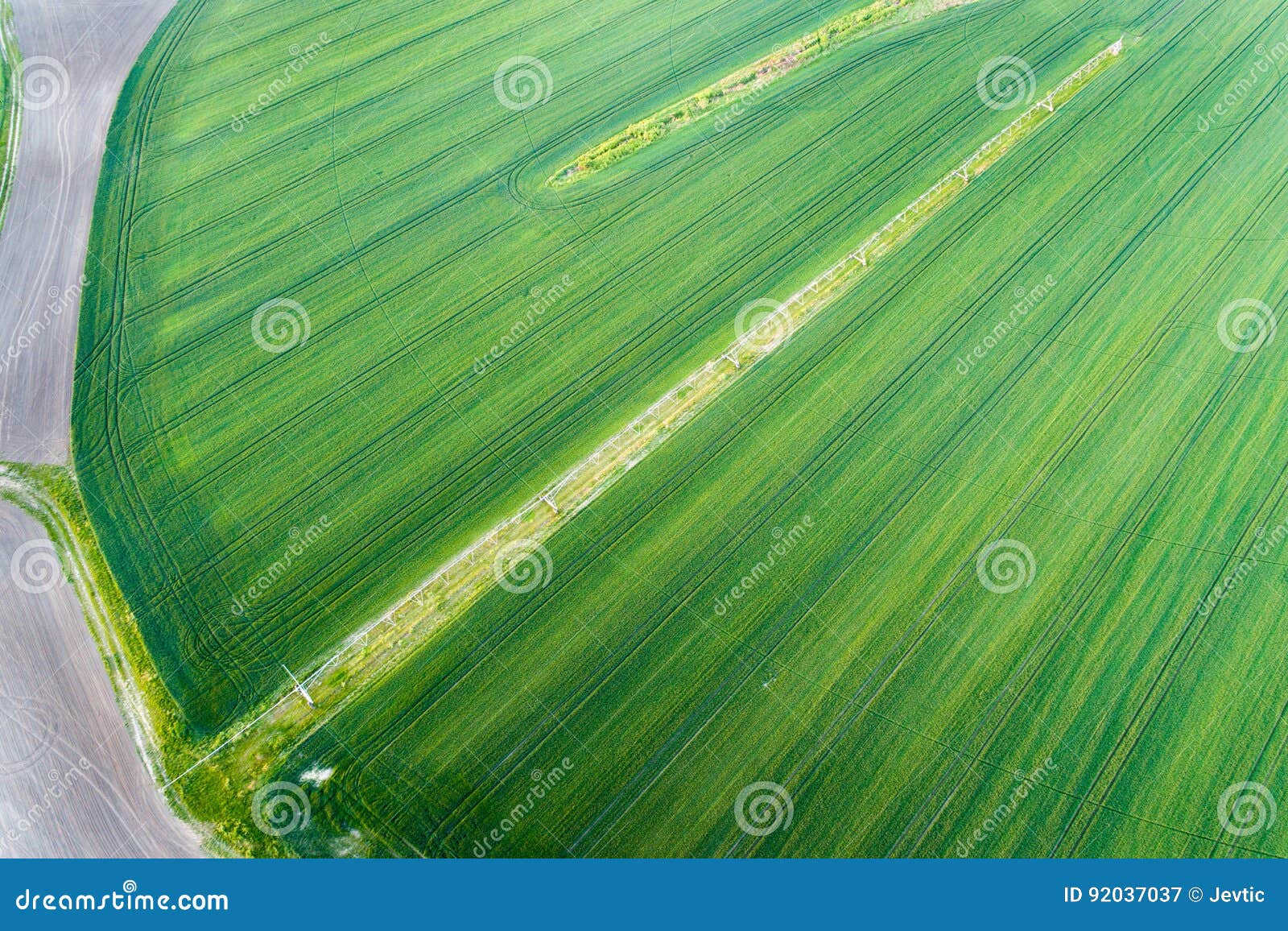 Irrigation System in Wheat Field Stock Image - Image of landscape ...