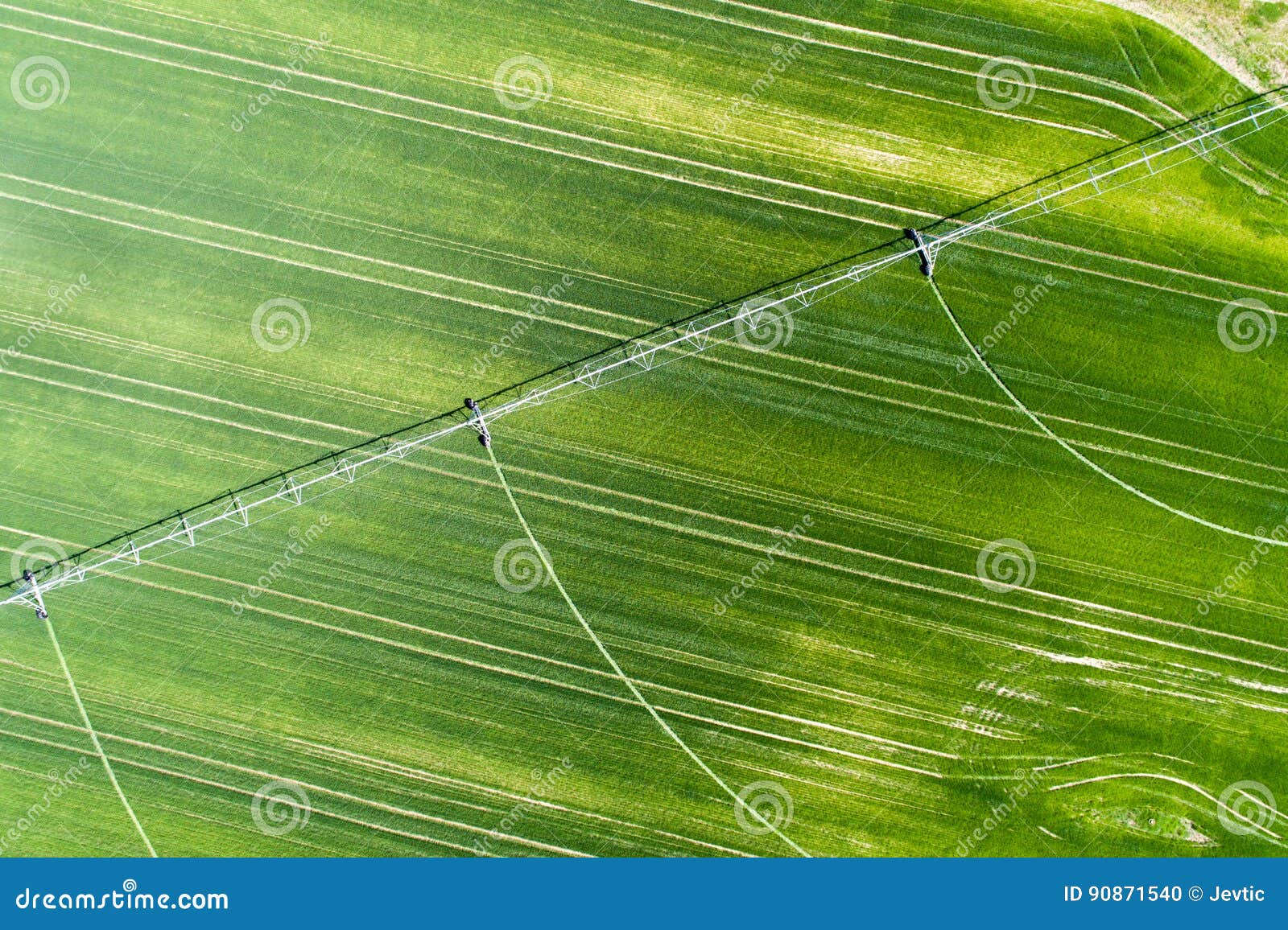 Irrigation System in Wheat Field Stock Photo - Image of farmland ...