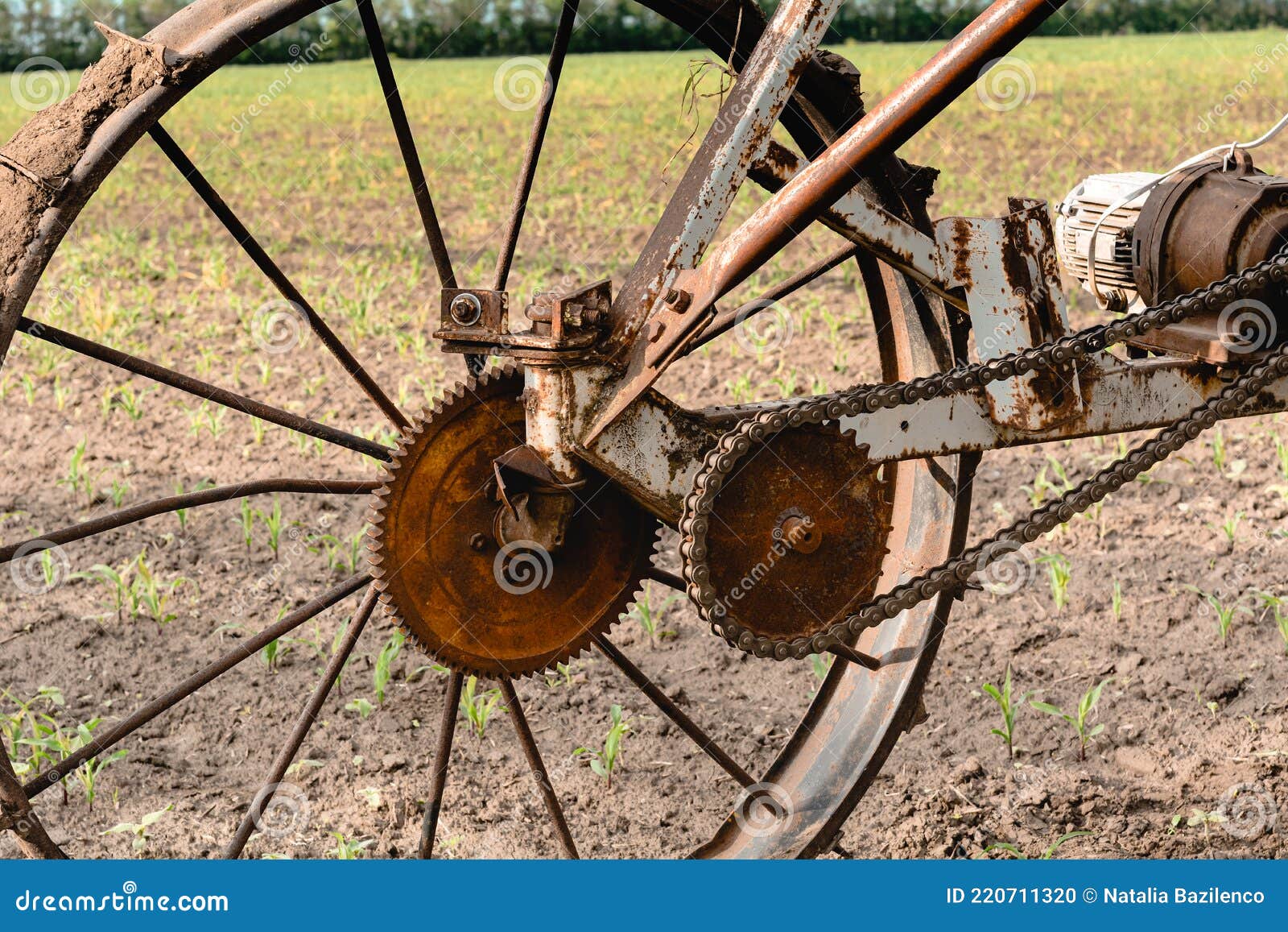 Irrigation System Wheel Close Up Stock Photo - Image of field, machine ...