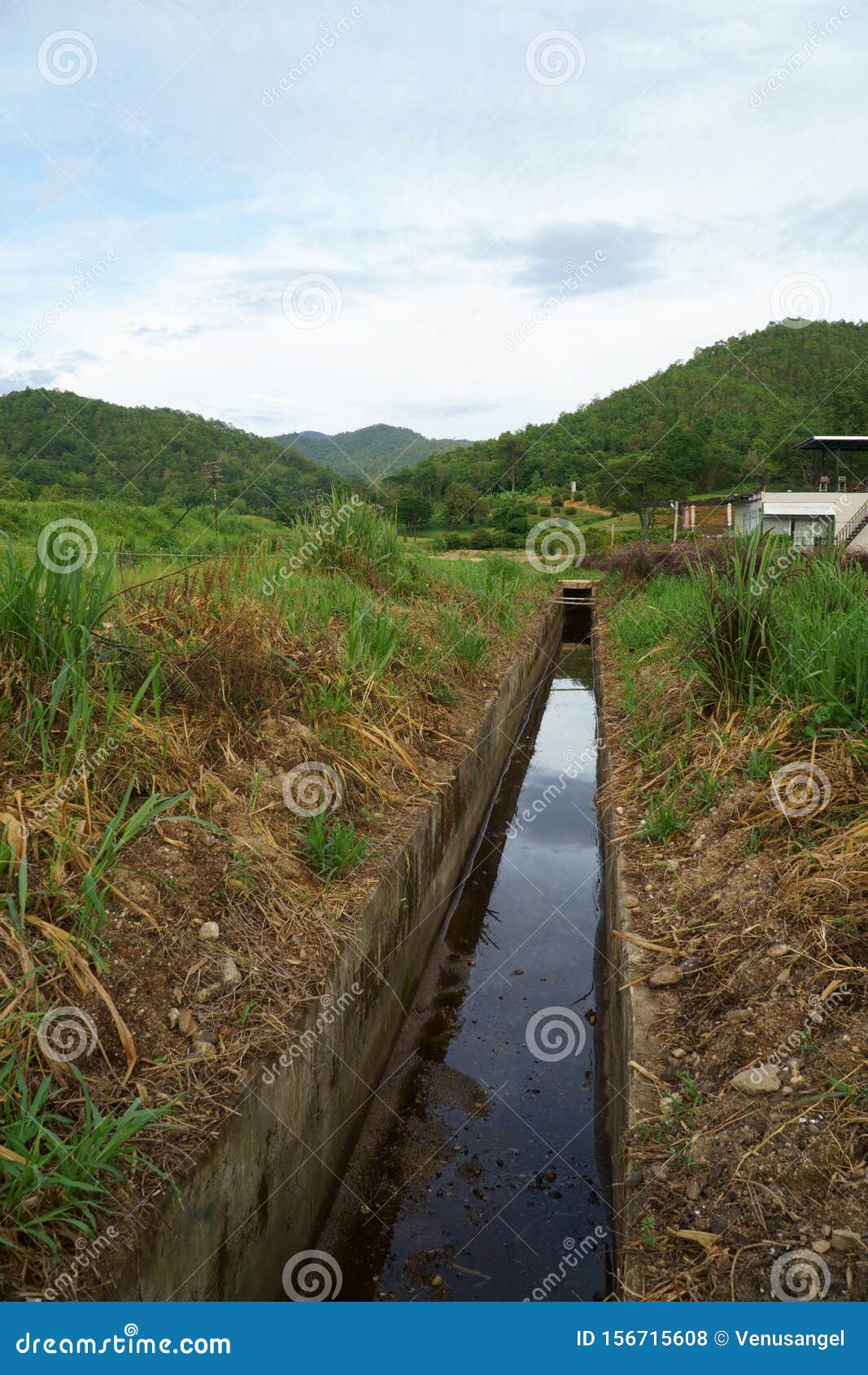 Irrigation Water Canal Going through Agriculture Area Stock Photo ...