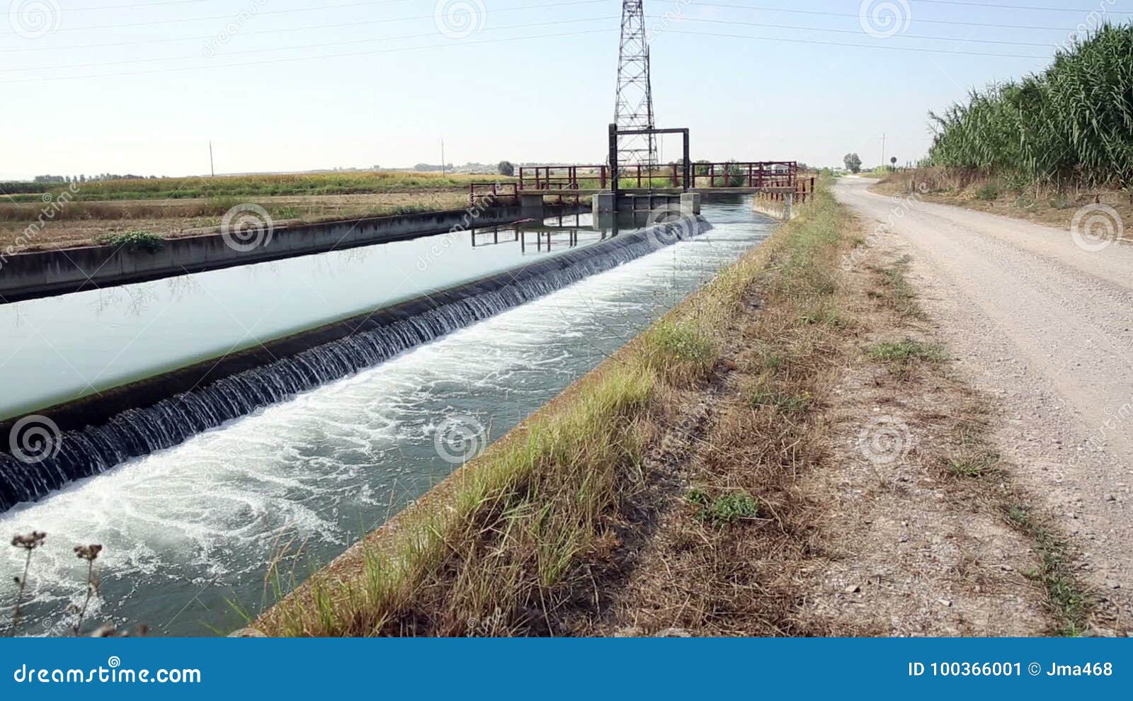 Irrigation Watercourse Canal and a Sluice Gate Stock Video - Video of ...