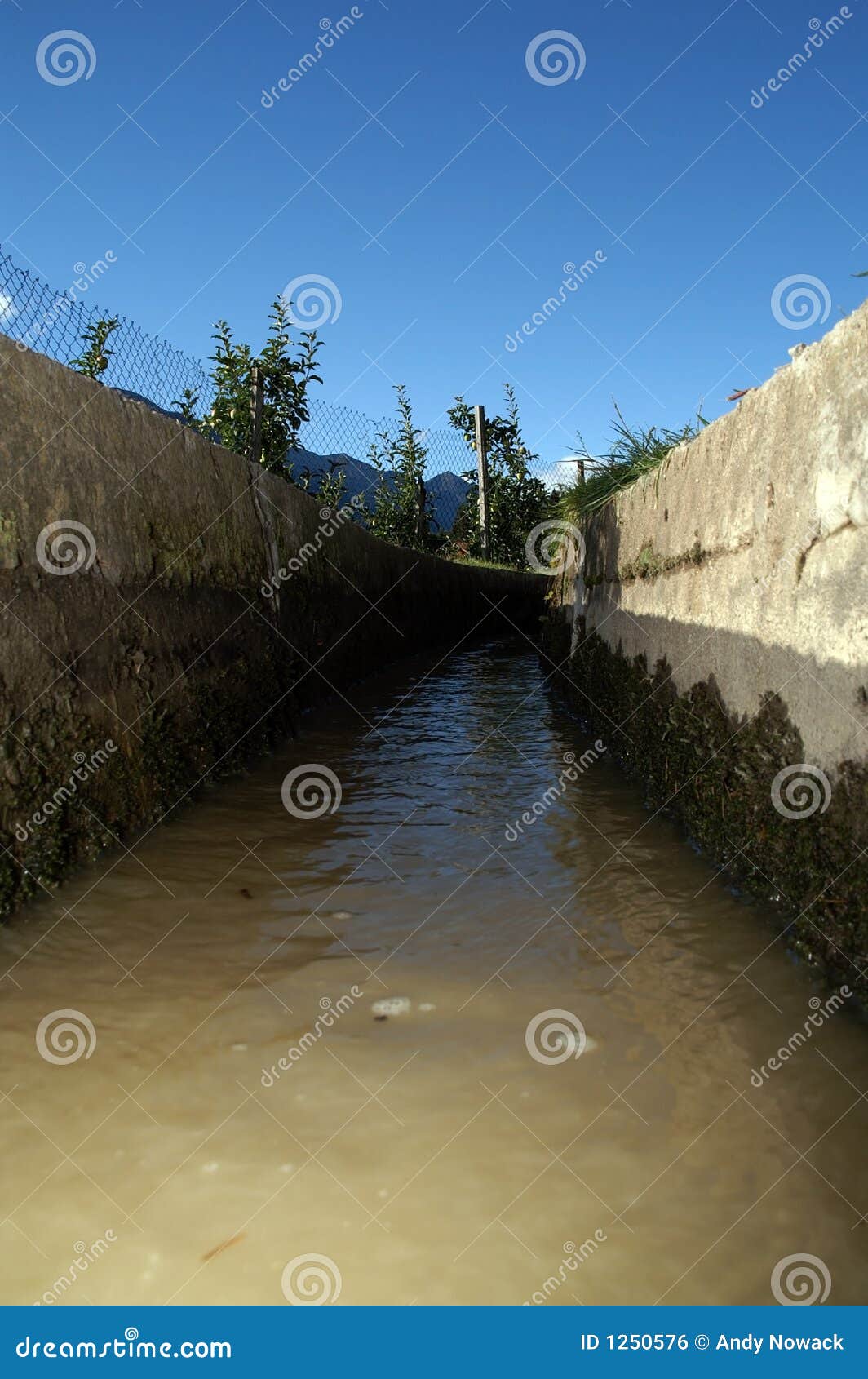 Irrigation or Watering Ditch Stock Photo - Image of conduit, receding ...