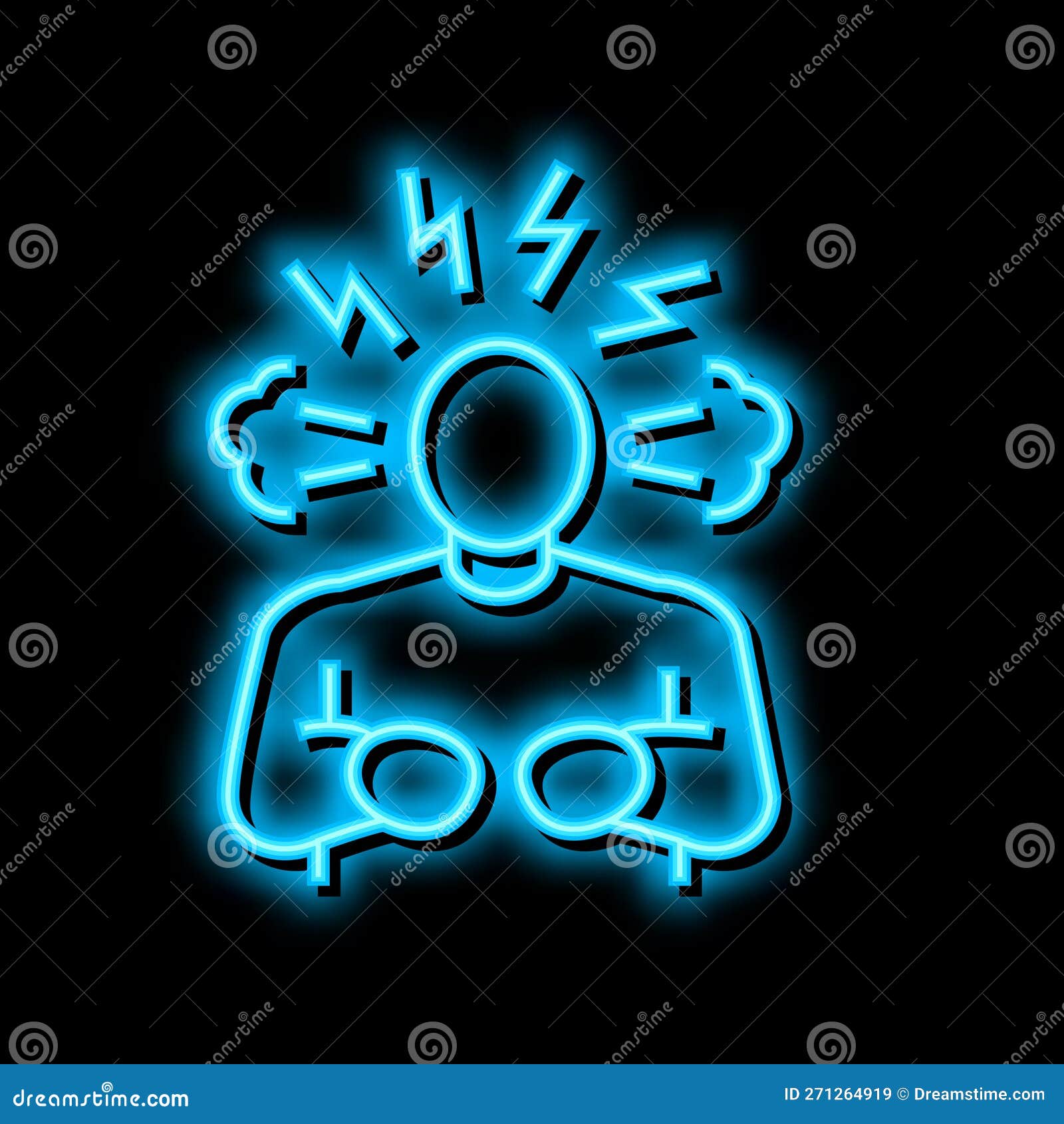 Irritability, Depression or Anxiety Neon Glow Icon Illustration Stock ...