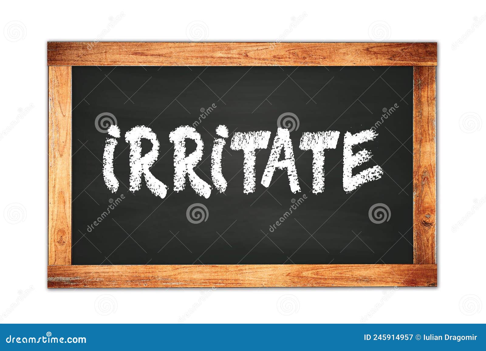 IRRITATE Text Written on Wooden Frame School Blackboard Stock Image ...