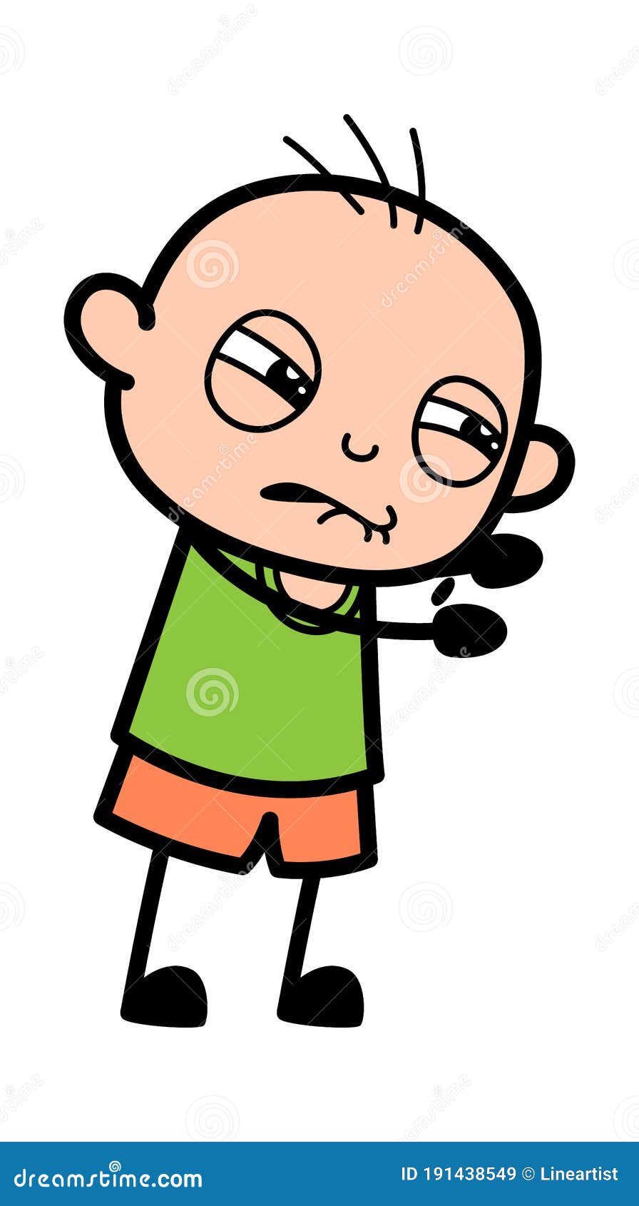 Irritated Bald Boy Cartoon Illustration Stock Illustration ...
