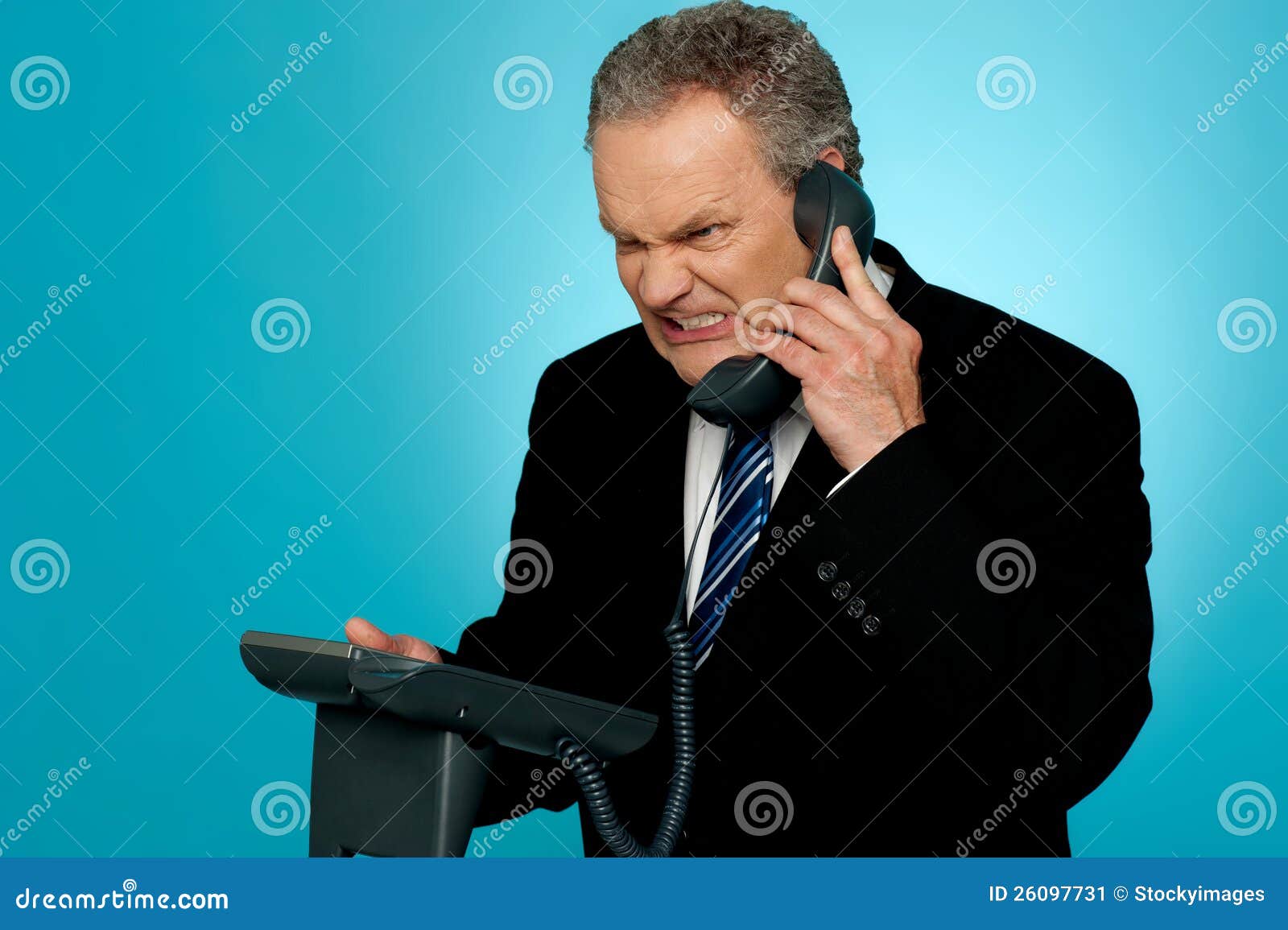 Irritated Businessman Communicating on Phone Stock Image - Image of ...