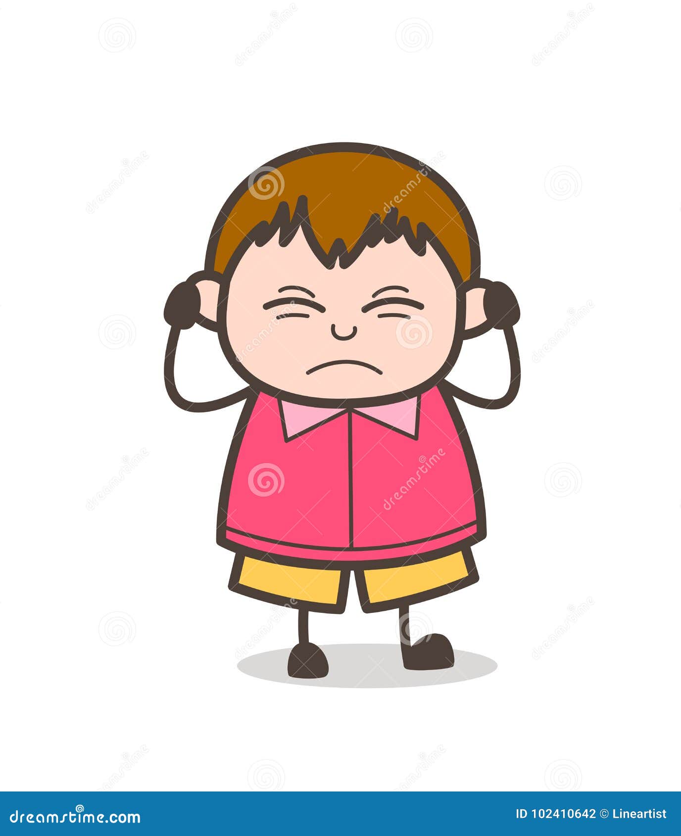 Irritated Expression - Cute Cartoon Fat Kid Illustration Stock ...