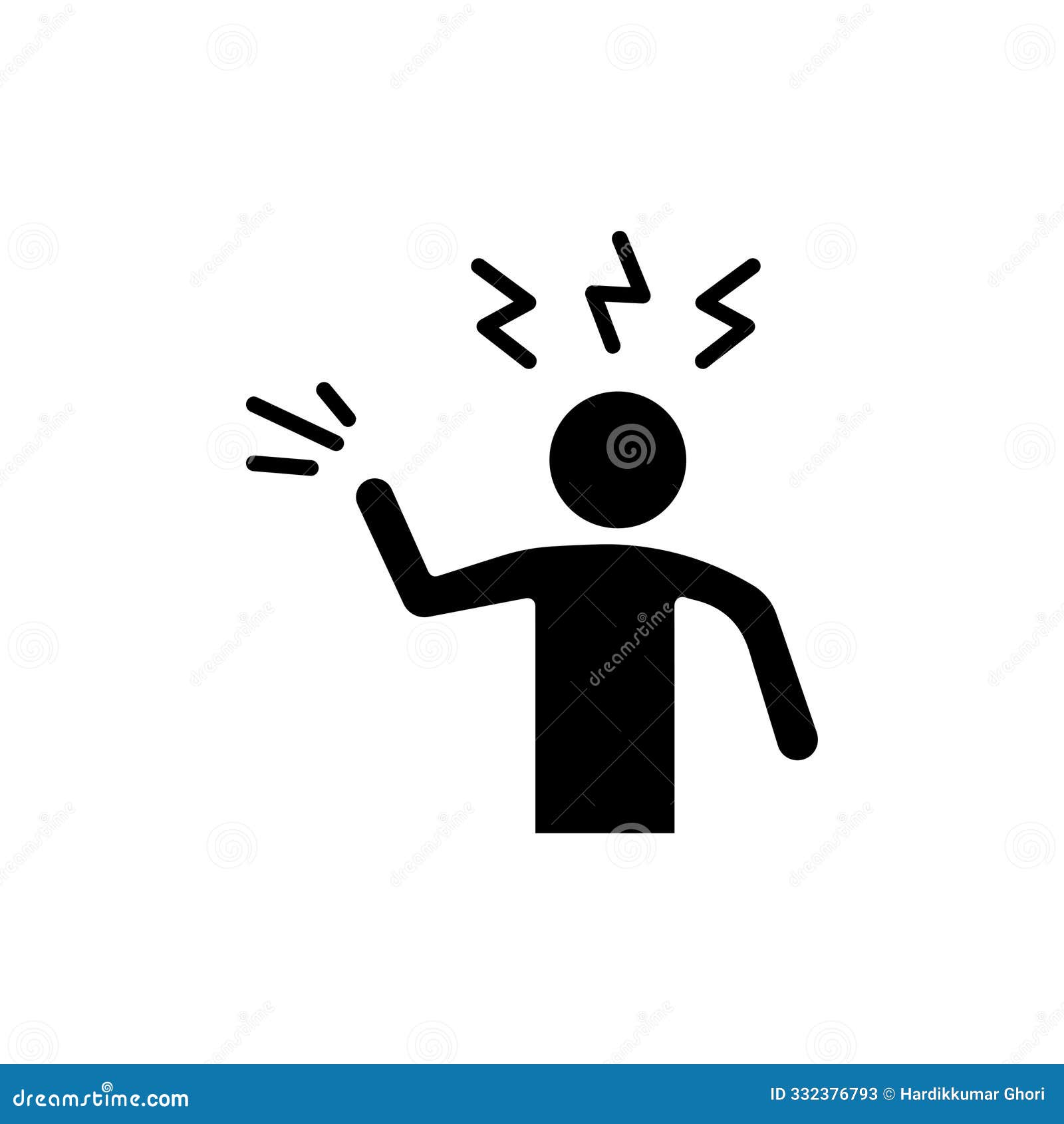 Irritated Human Line Icon Isolated on White Background Stock ...