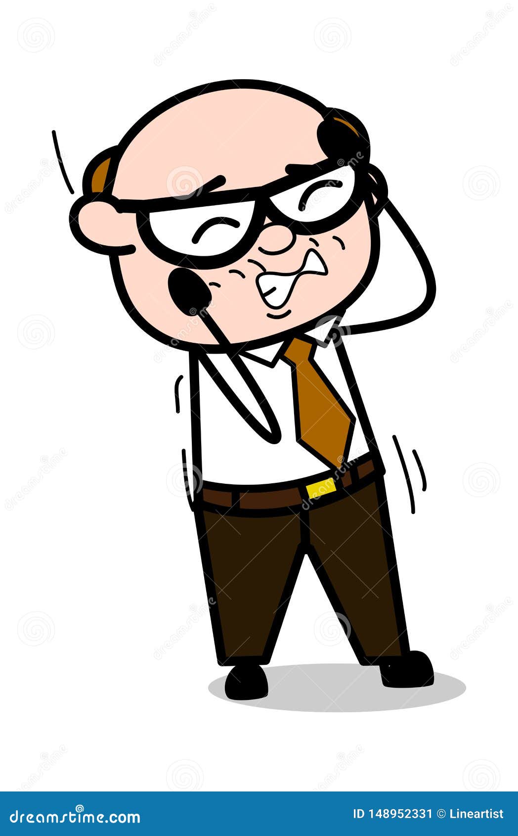 Irritated - Retro Cartoon Office Old Boss Man Vector Illustration Stock ...