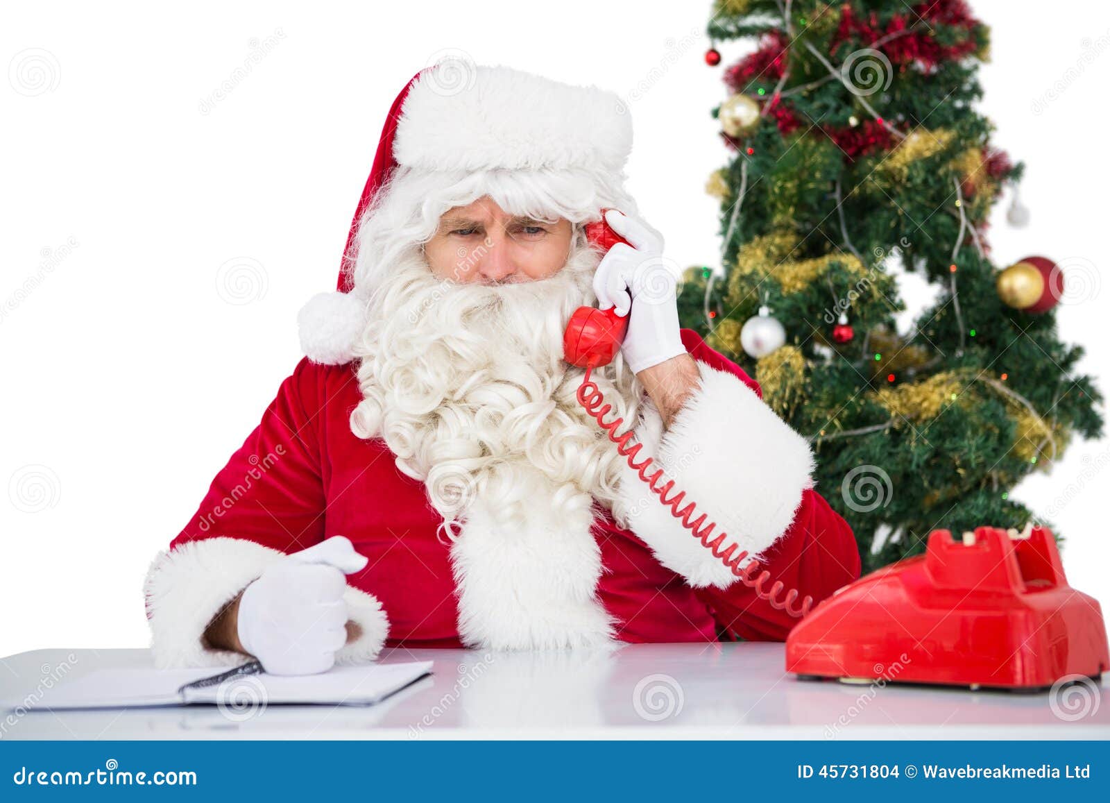 Irritated Santa Claus on the Phone Stock Photo - Image of time, dress ...