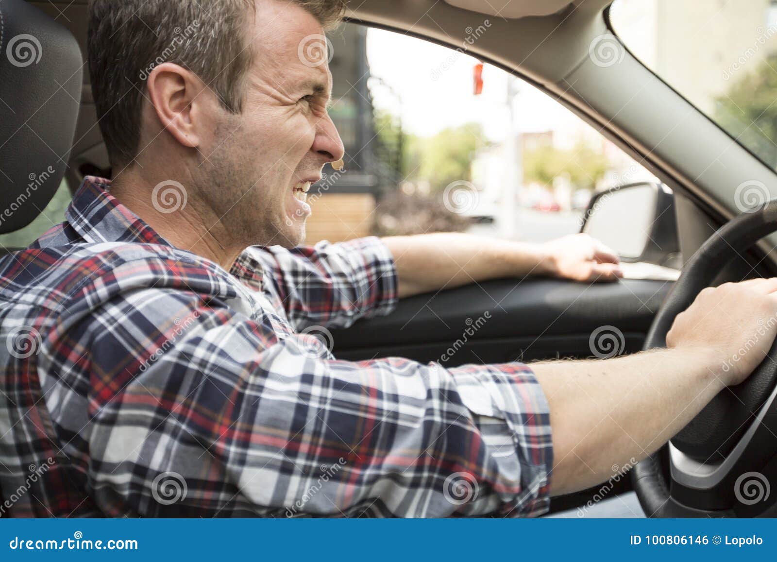 Irritated Young Man Driving a Car. Irritated Driver Stock Photo - Image ...