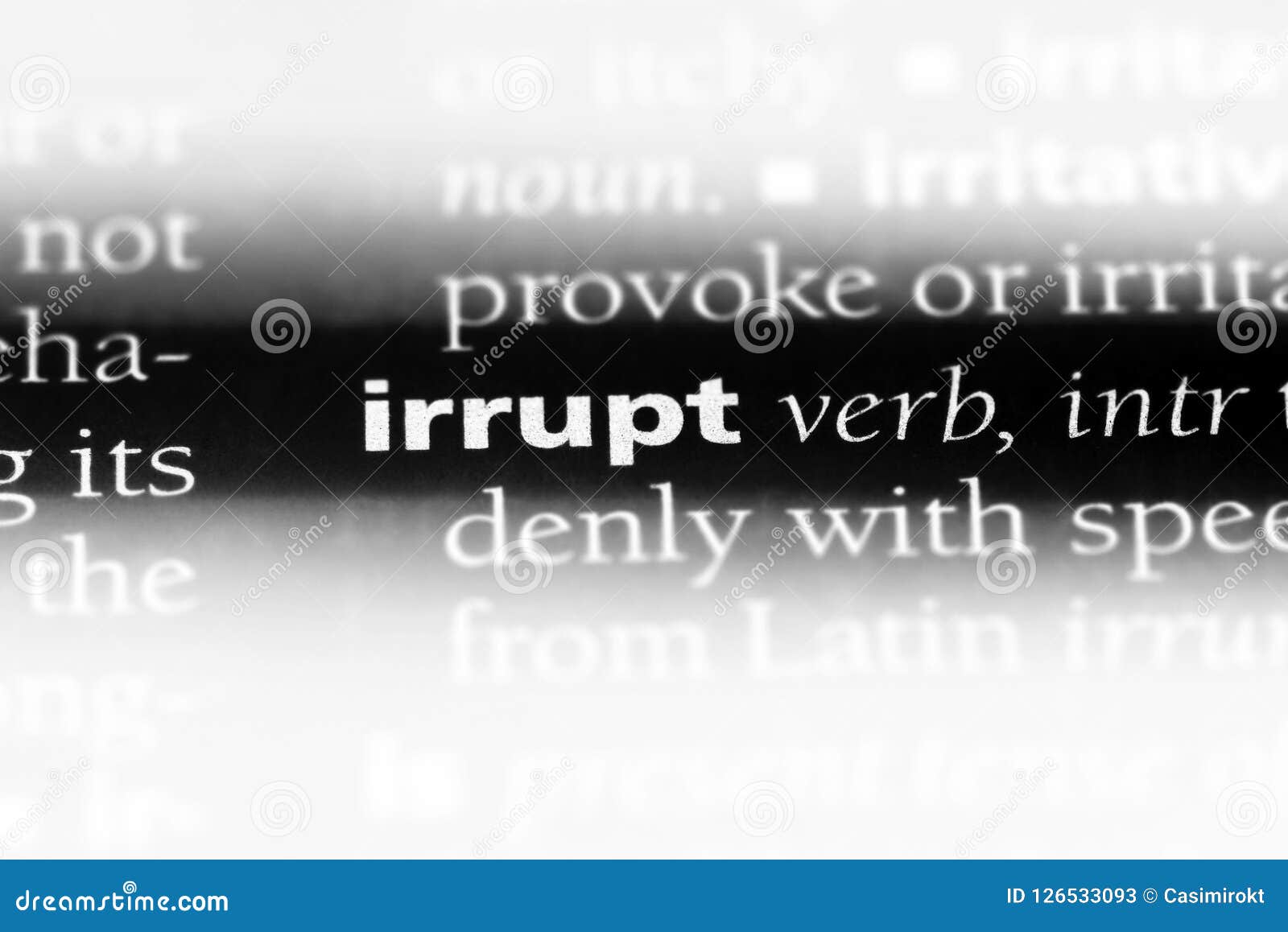 Irrupt stock image. Image of english, word, printed - 126533093