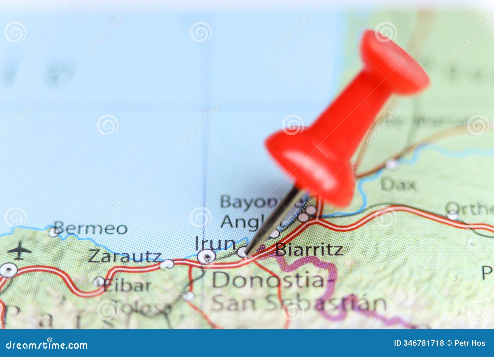 Irun, Spain pin on map stock photo. Image of place, destination - 346781718