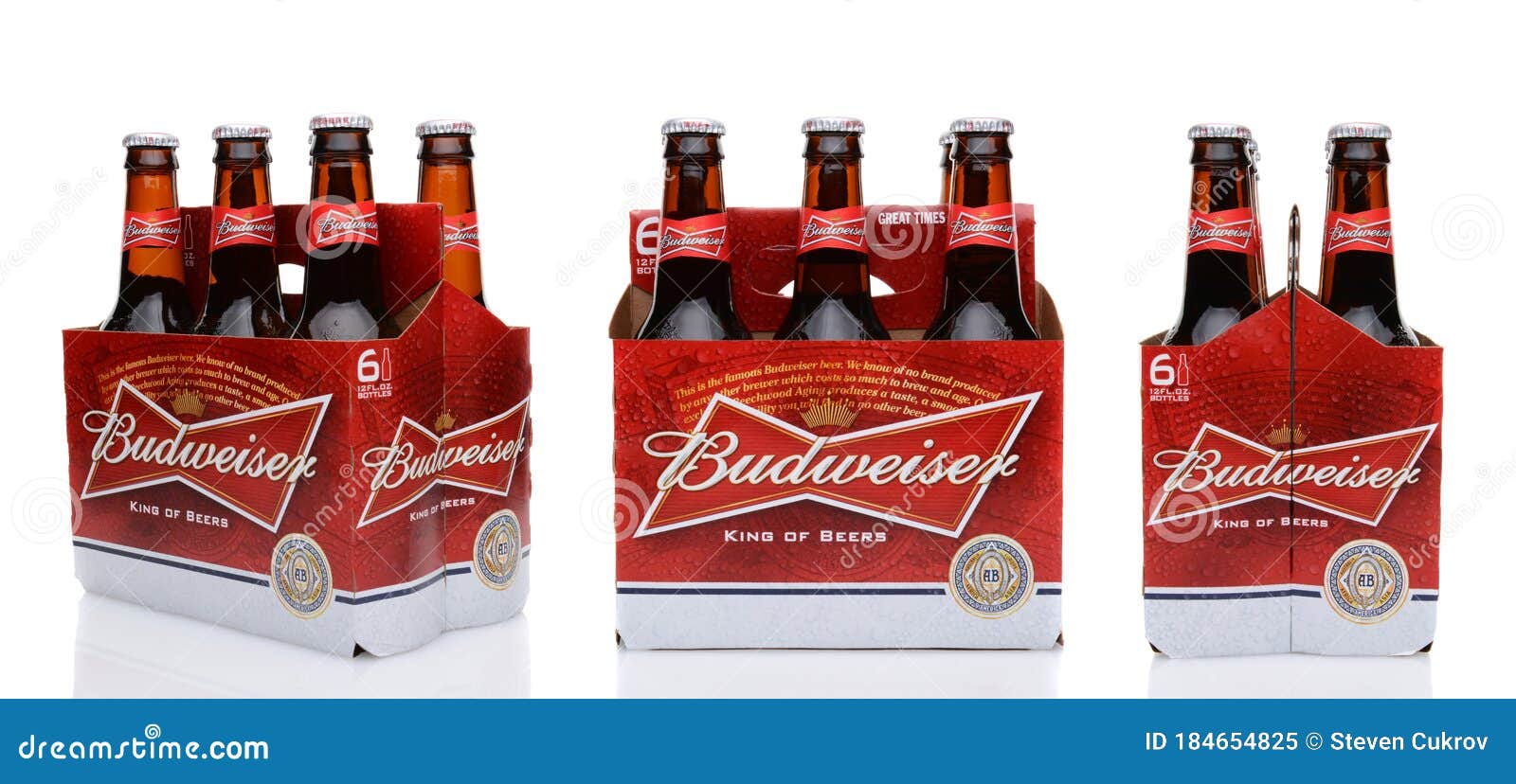 IRVINE, CA - MAY 25, 2014: Three 6 Packs of Budweiser, Side View, End ...