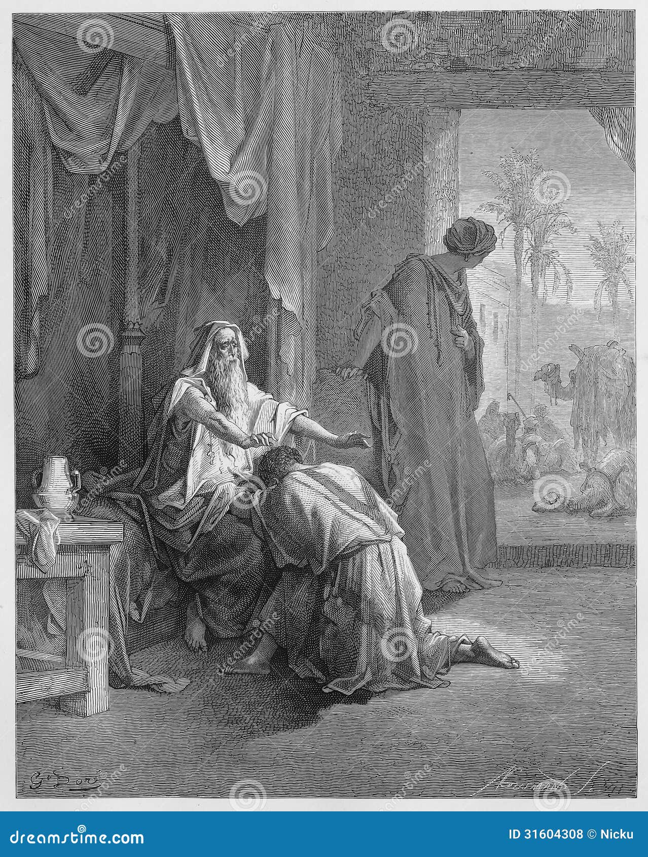 Isaac Blessing Jacob editorial stock photo. Illustration of religion ...