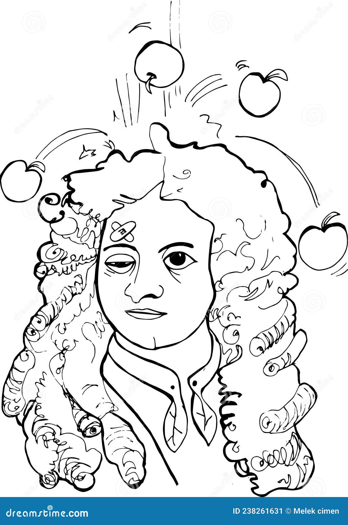 Isaac Newton 1643-1727 Portrait in Line Art Illustration Stock Vector ... Isaac Newton 1643-1727 Portrait in Line Art Illustration Stock Vector ...