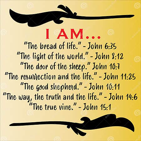 Jesus` I am Vector Statements on Yellow in Gospel of John in the Bible ...