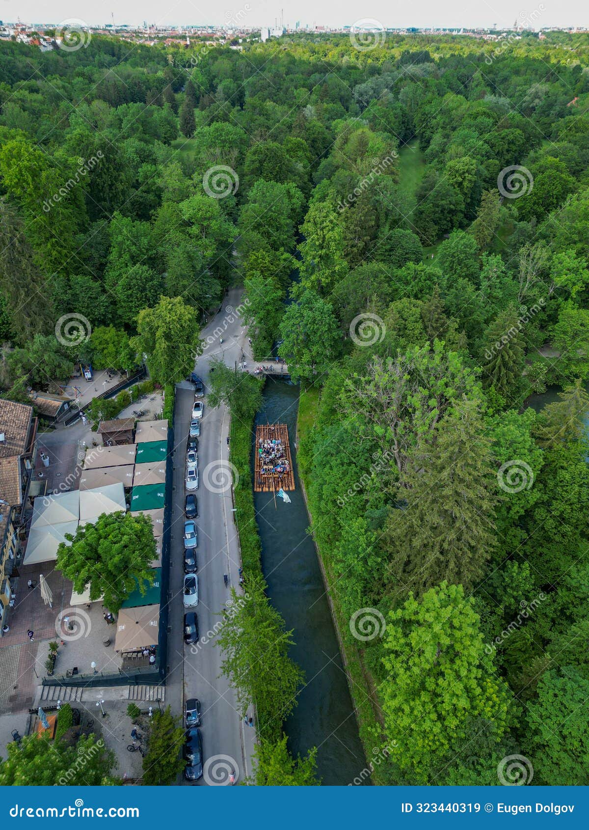 The Isar River Flows into the City of Munich Aerial View Stock Image ...