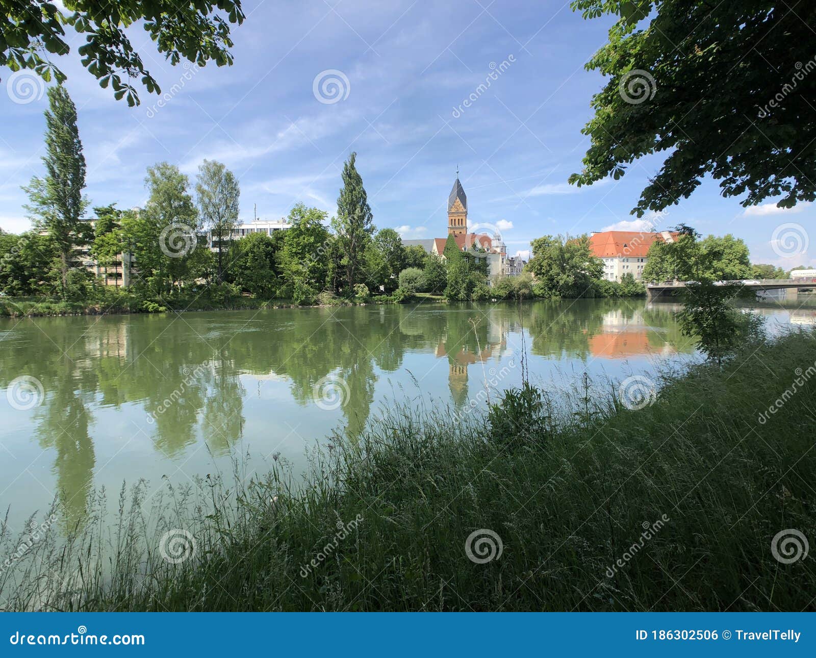 Isar river in Landshut stock photo. Image of nature - 186302506