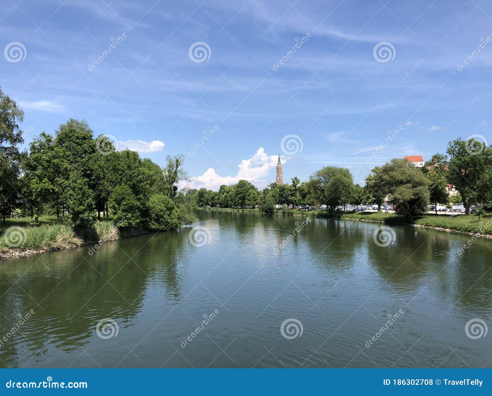 Isar river in Landshut stock photo. Image of waterfront - 186302708