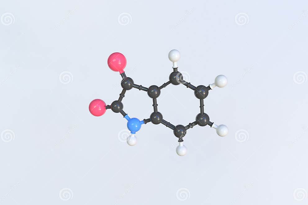 Isatin Molecule Made with Balls, Isolated Molecular Model. 3D Rendering ...