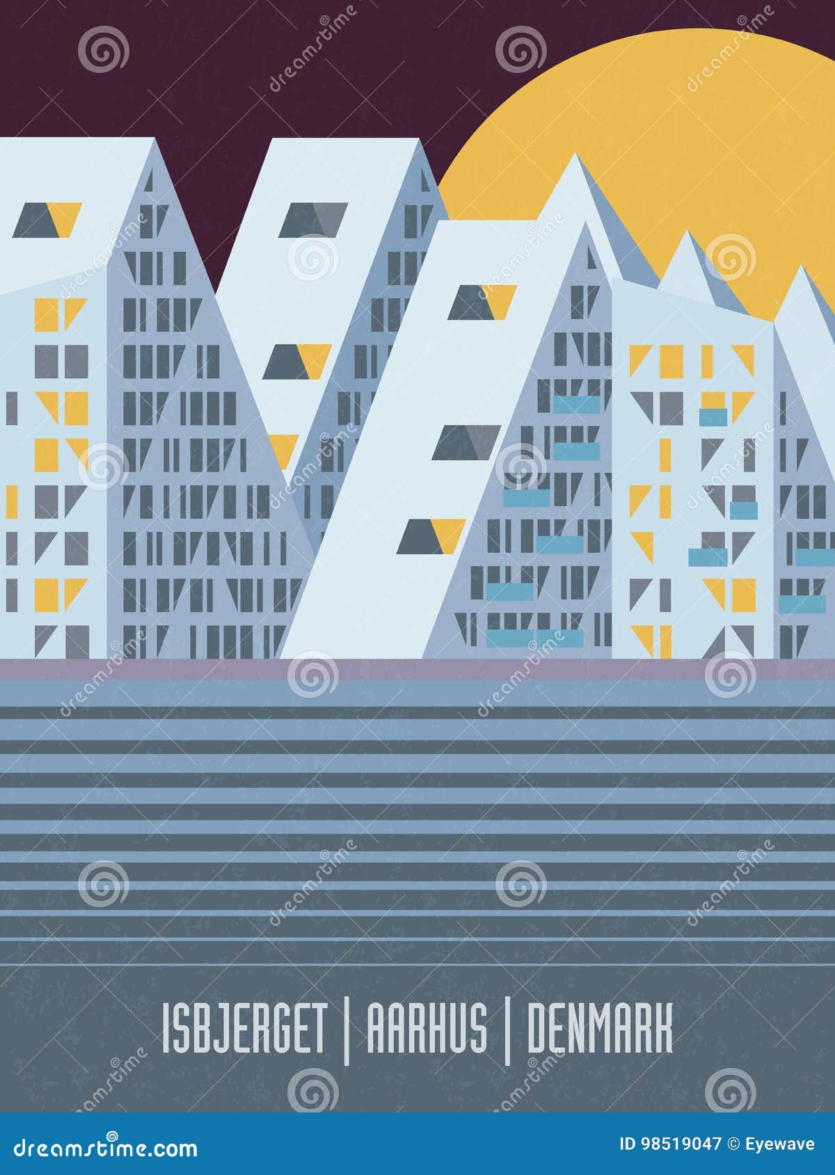 Isbjerget Buildings at Aarhus Vector Poster Stock Vector - Illustration ...