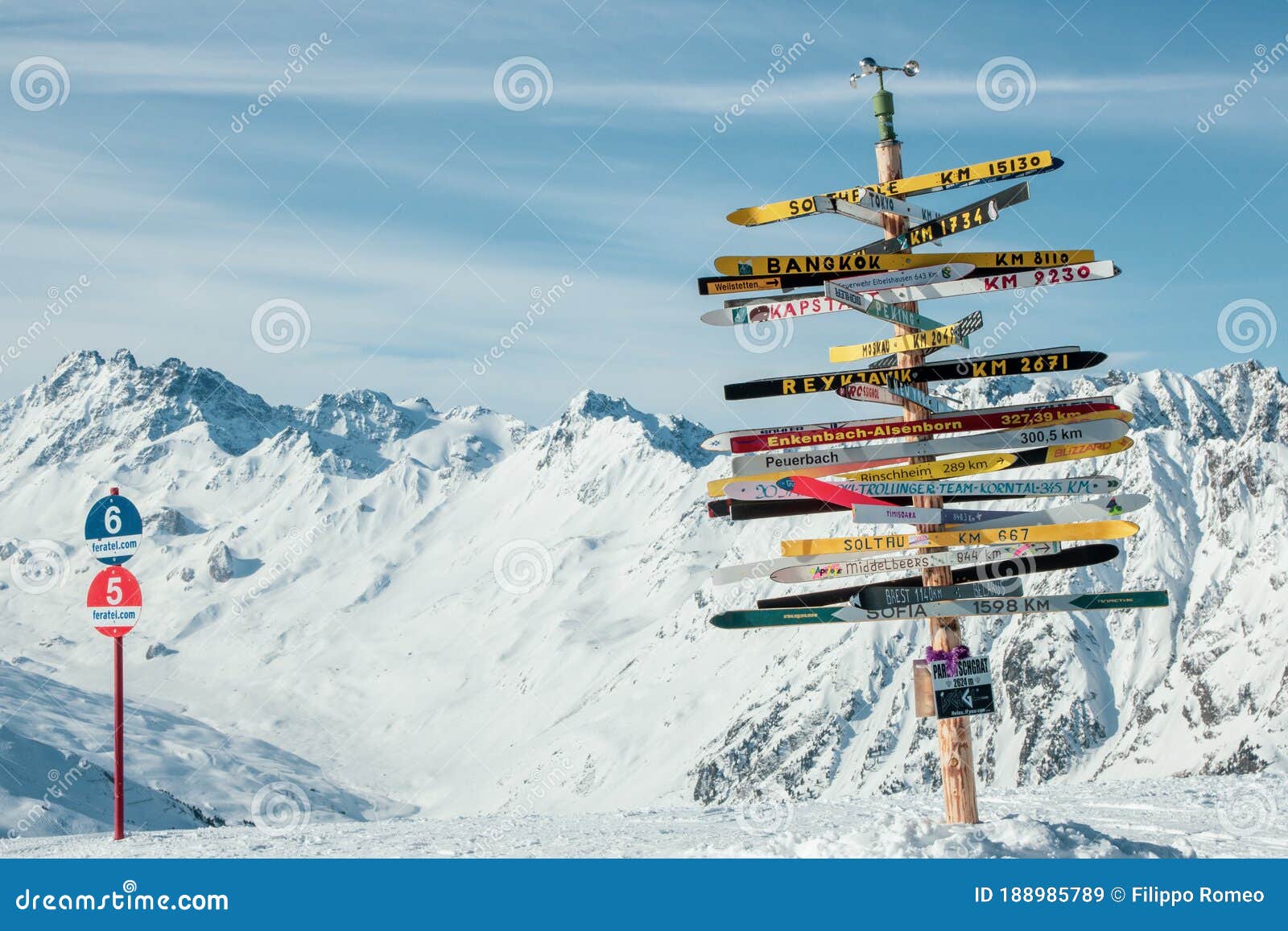 Ischgl destination pole stock image. Image of spot, corona - 188985789