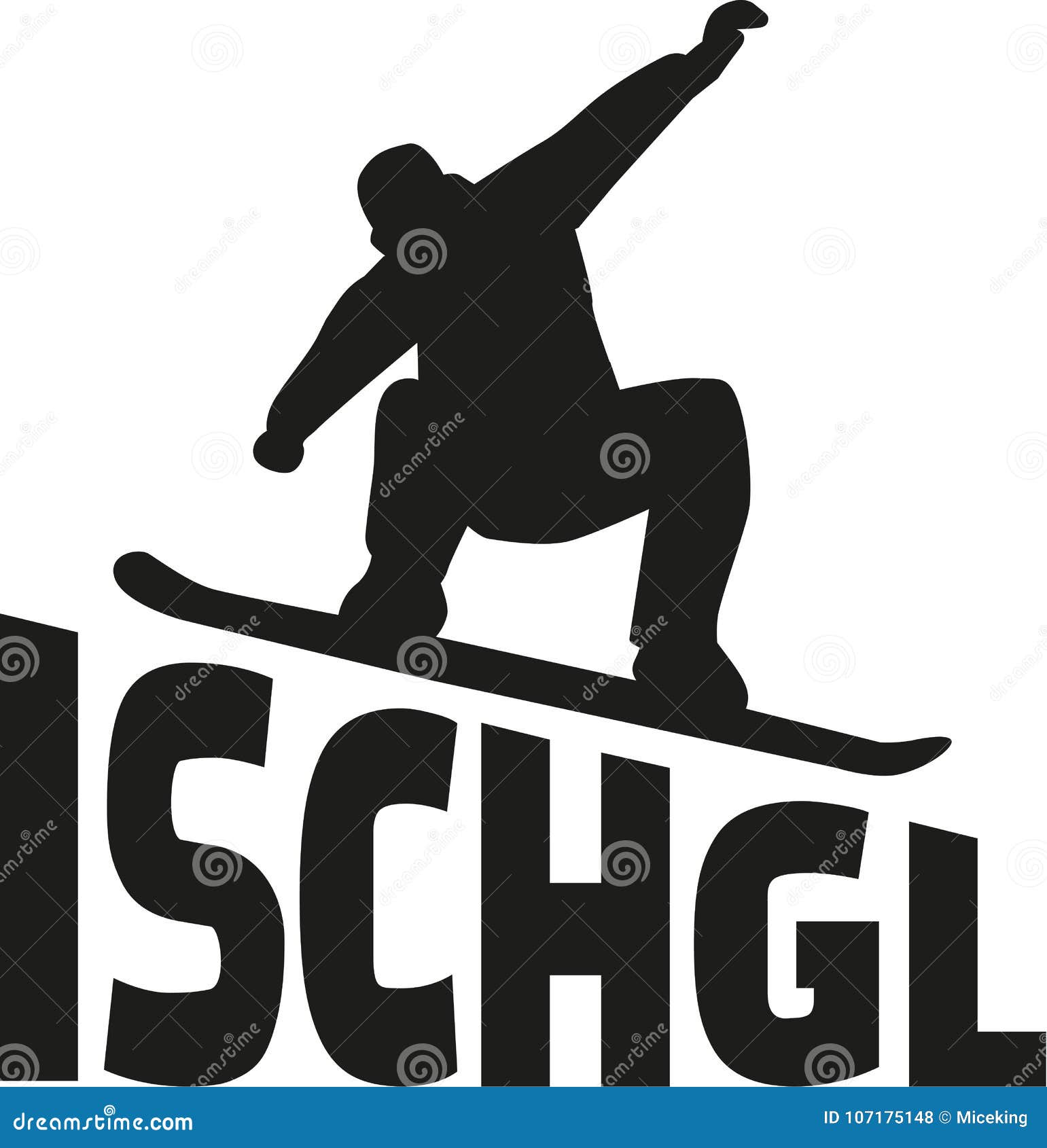 Ischgl Snowboarder Silhouette Stock Vector - Illustration of isolated ...