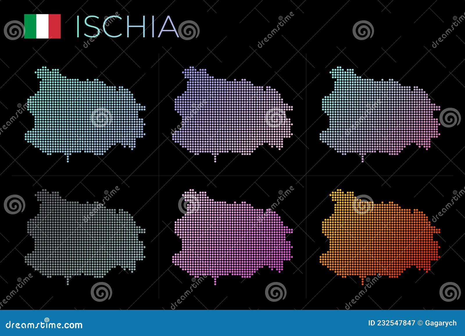 Ischia dotted map set. stock vector. Illustration of europe - 232547847