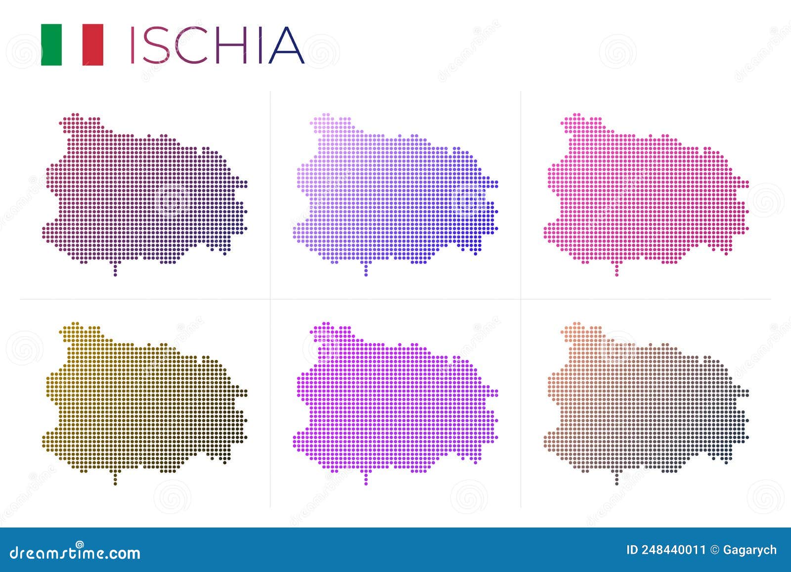 Ischia dotted map set. stock vector. Illustration of gray - 248440011