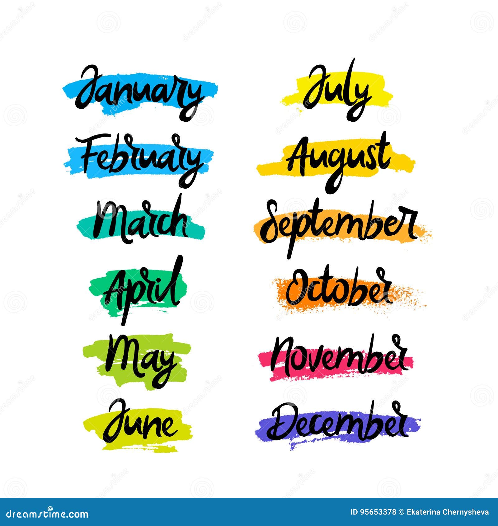 Iscrizione Mesi dell'anno illustrazione vettoriale. Illustrazione di ...