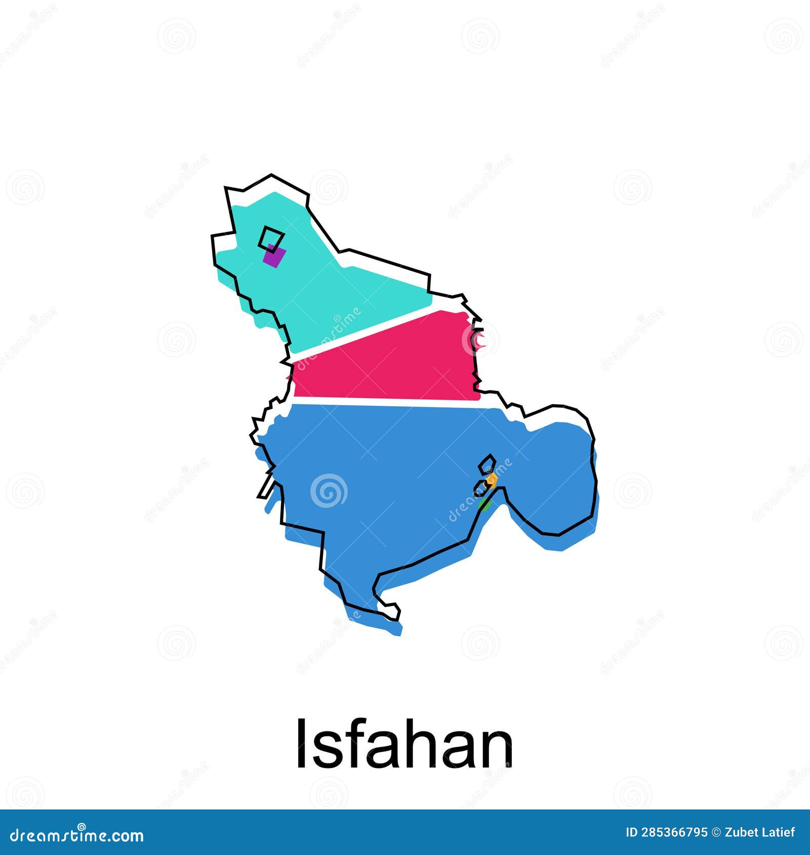 Isfahan City of Iran Map Vector Illustration, Vector Design Template ...
