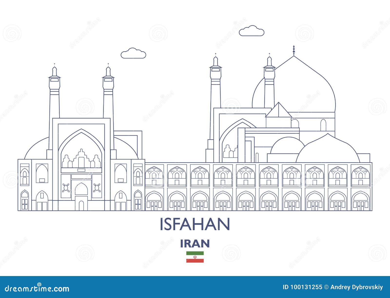 Isfahan Stadshorisont, Iran Vektor Illustrationer - Illustration av ...