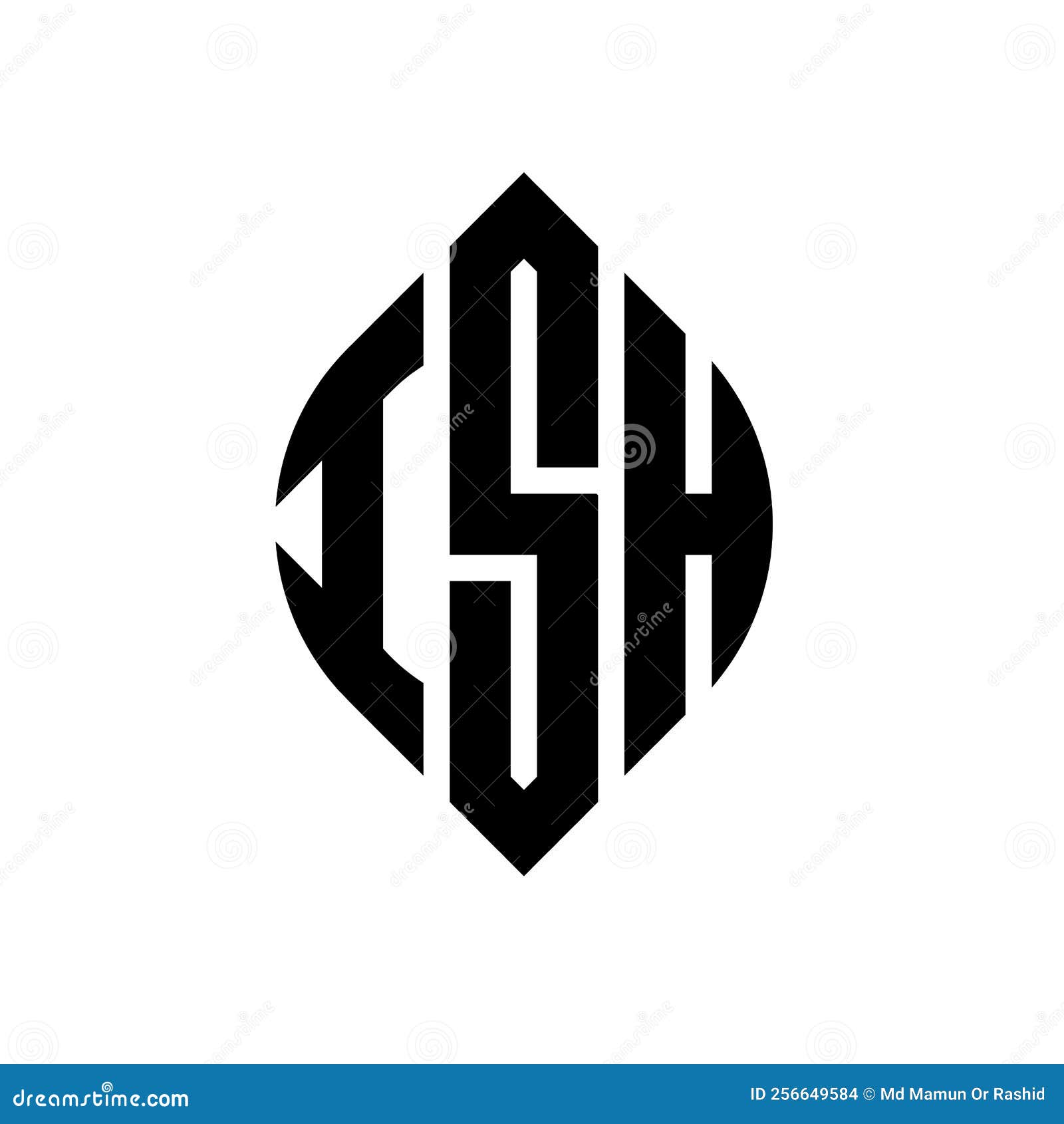 ISH Circle Letter Logo Design With Circle And Ellipse Shape. ISH ...