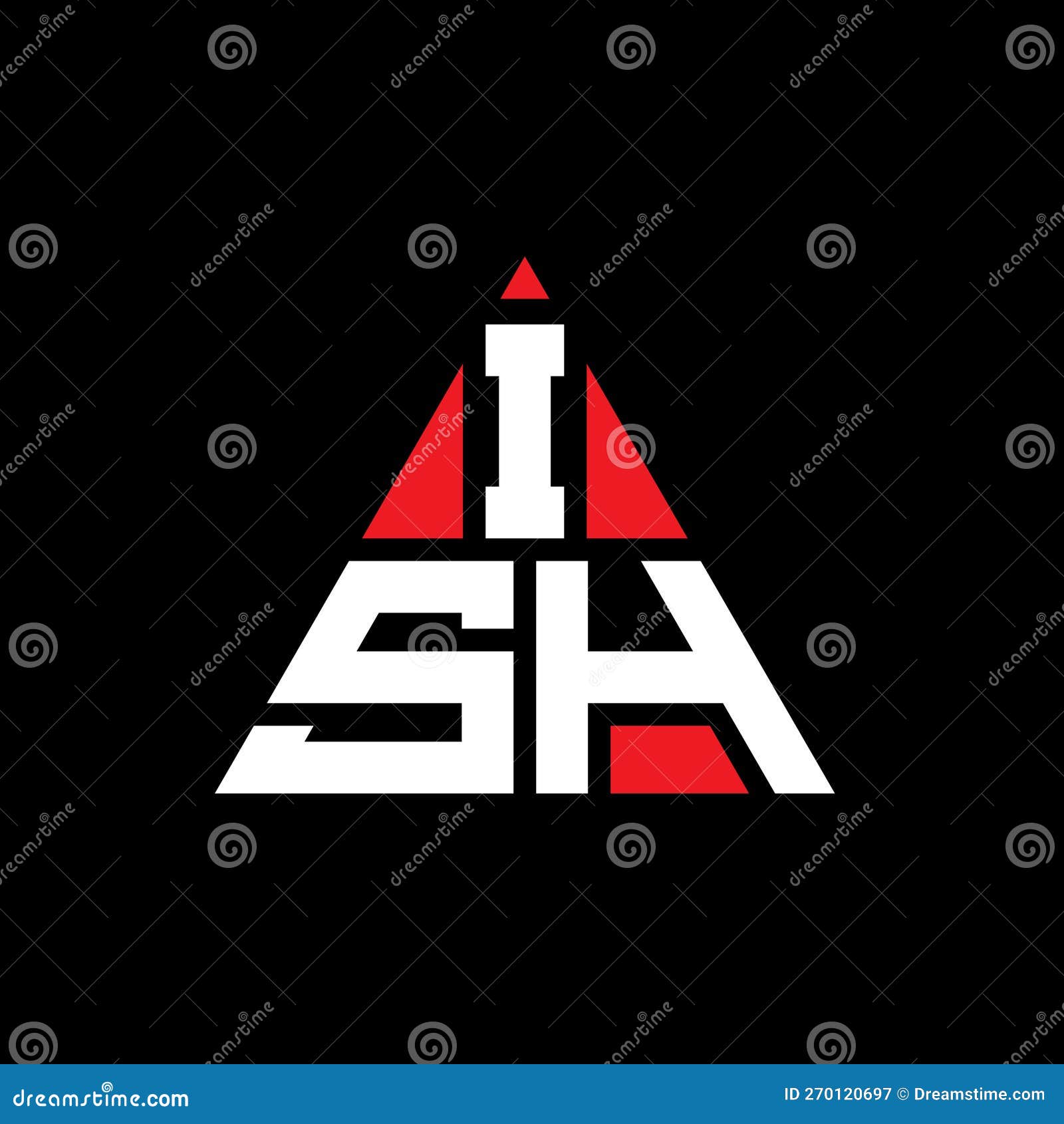 ISH Triangle Letter Logo Design With Triangle Shape. ISH Triangle Logo ...