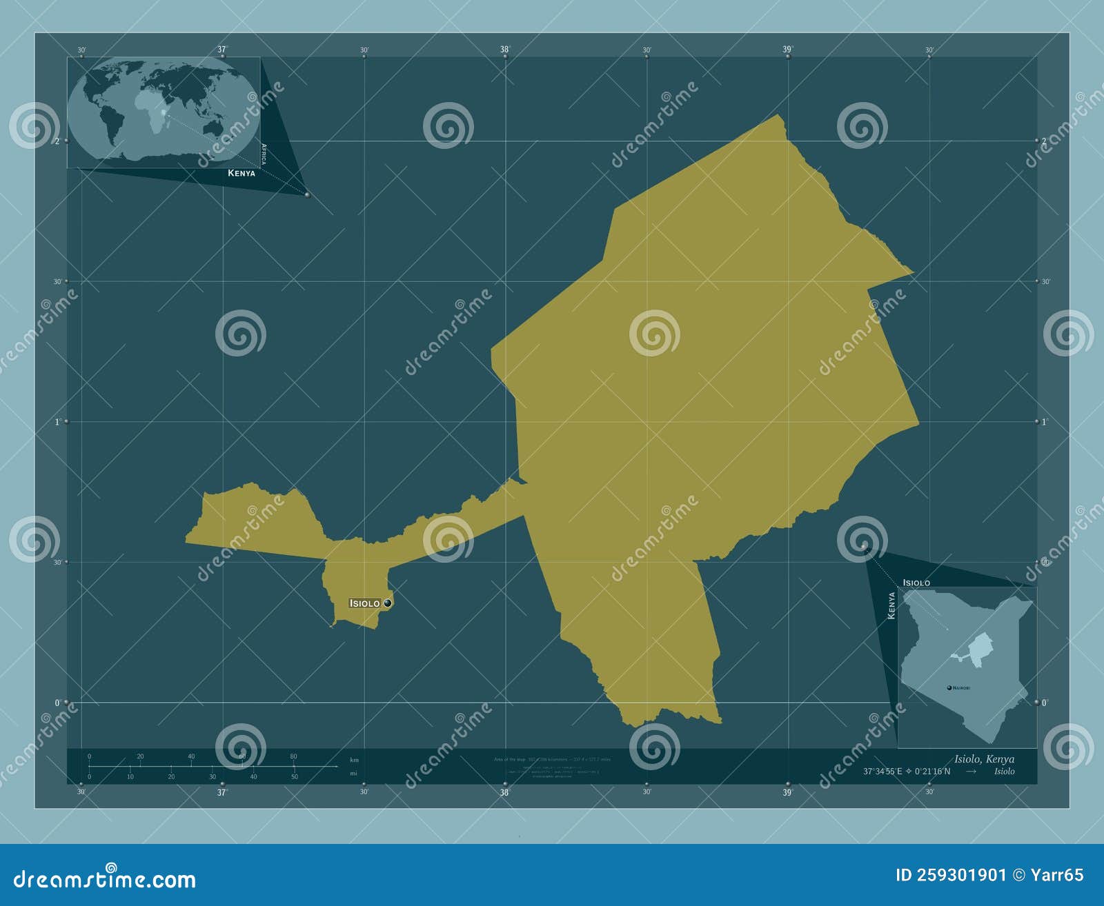 Isiolo, Kenya. Solid. Labelled Points of Cities Stock Illustration ...