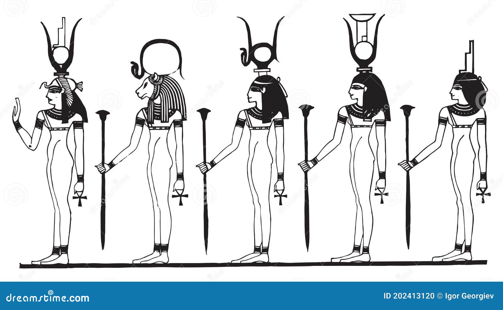 Isis. Set of Egyptian Labels and Elements. Vector Set Illustration ...
