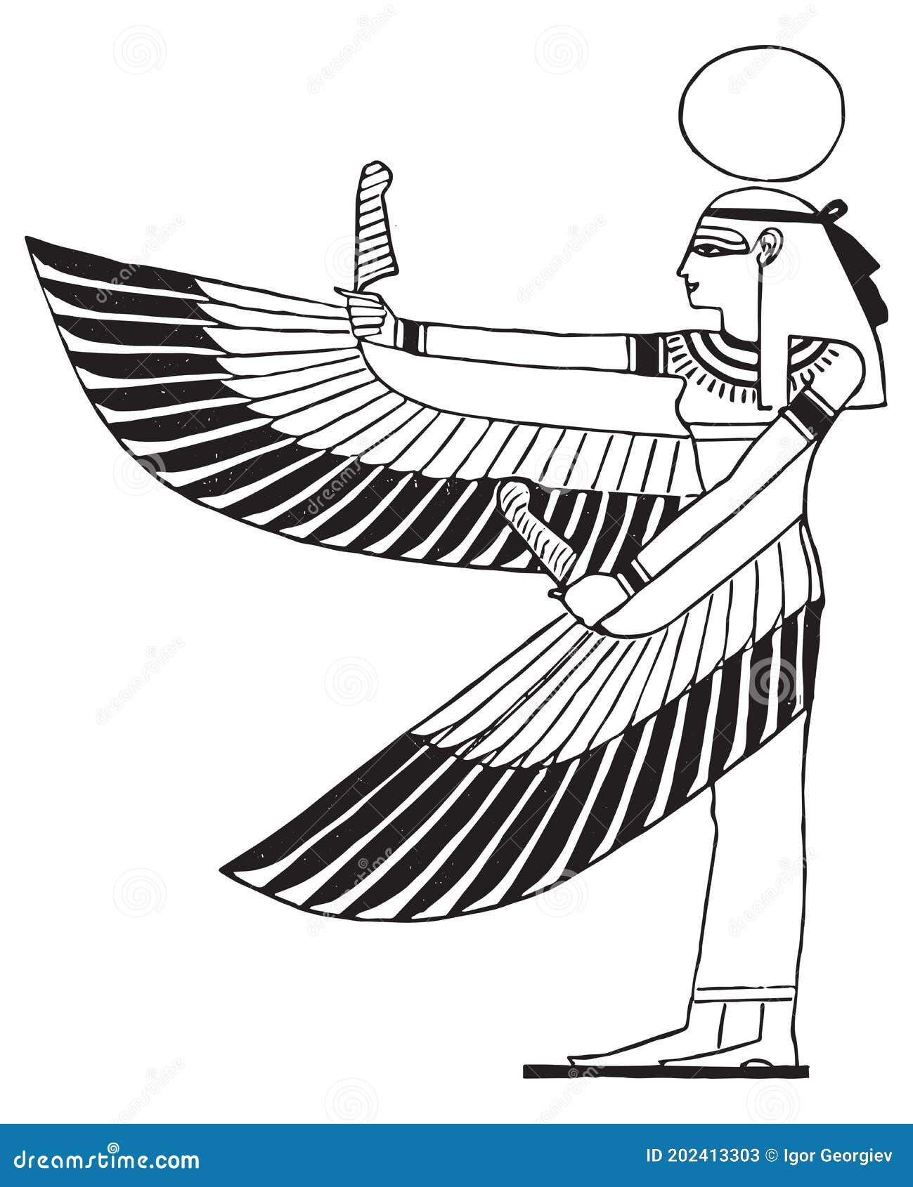 Isis Winged. Set of Egyptian Labels and Elements. Vector Set ...