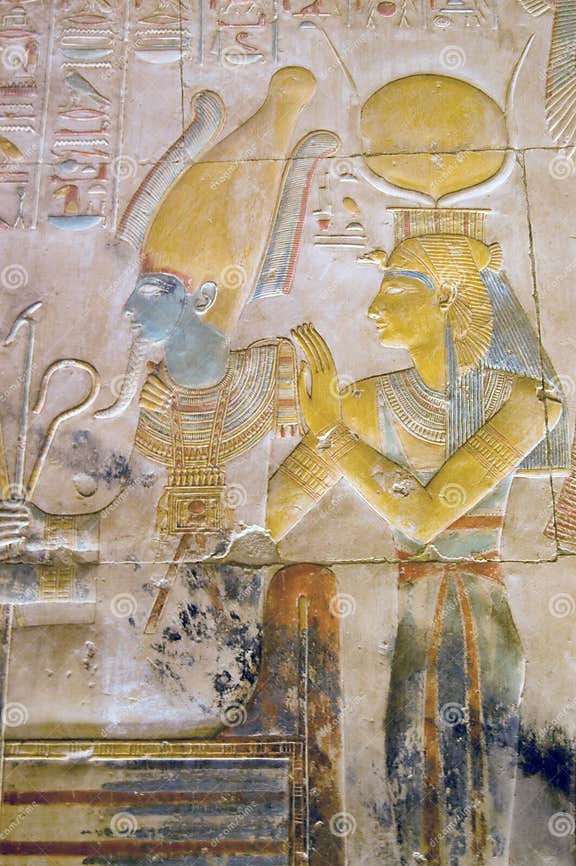 Isis and Osiris carving stock photo. Image of stone, painting - 13312116