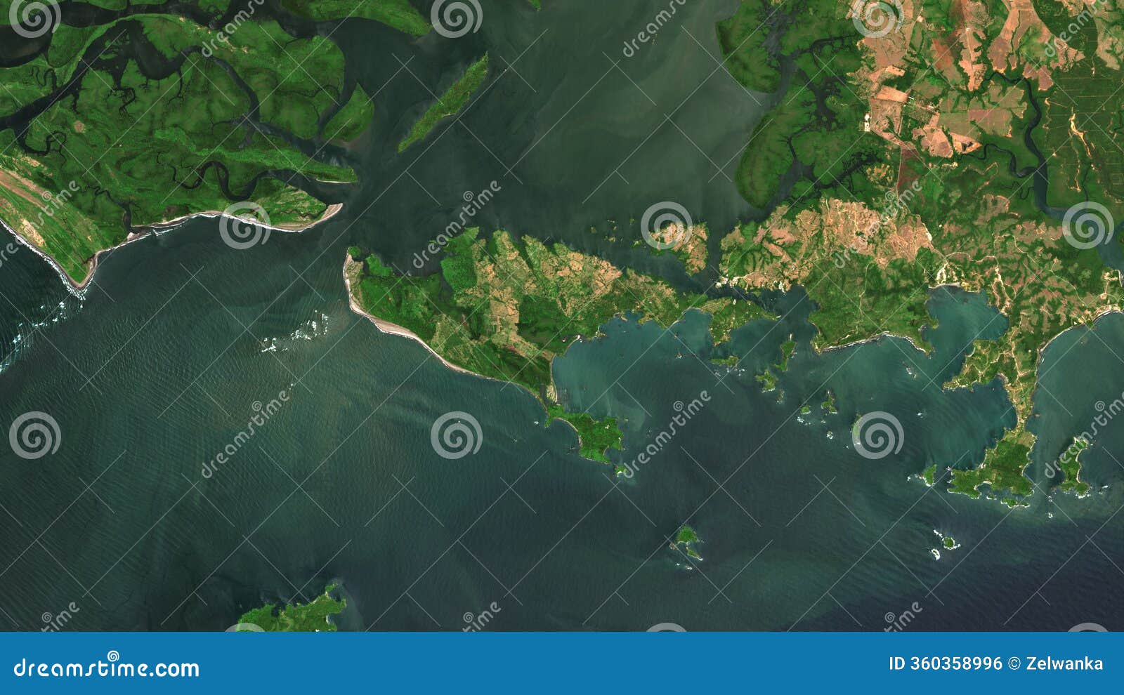 Isla Boca Brava in the North Pacific Ocean on a Satellite Image Stock ...