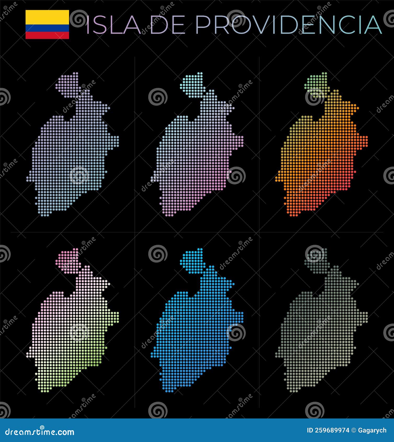 Isla De Providencia Dotted Map Set. Stock Vector - Illustration of ...