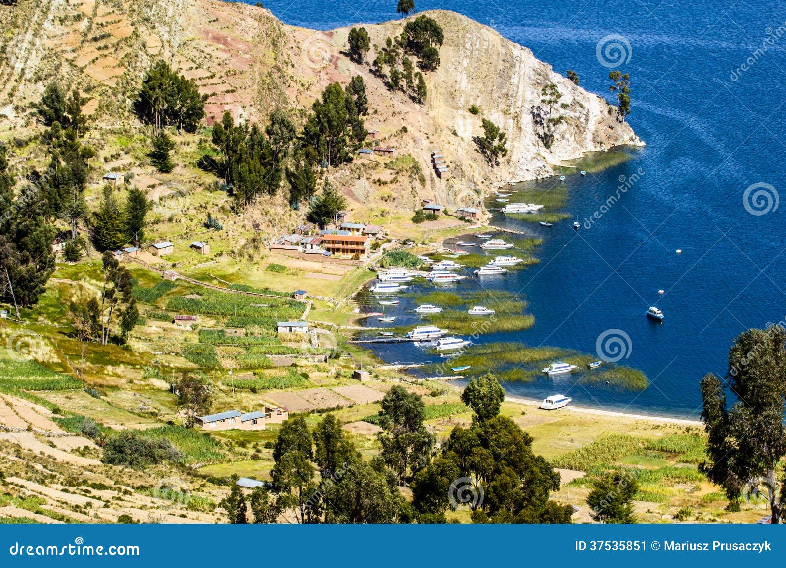 Isla del Sol stock image. Image of mountain, fields, blue - 37535851