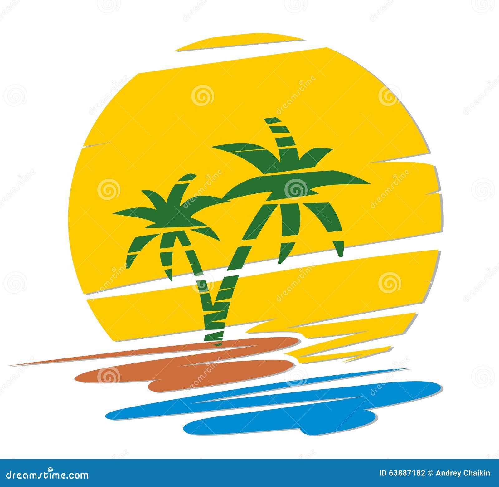 Isla tropical del logotipo ilustración del vector. Ilustración de palma ...